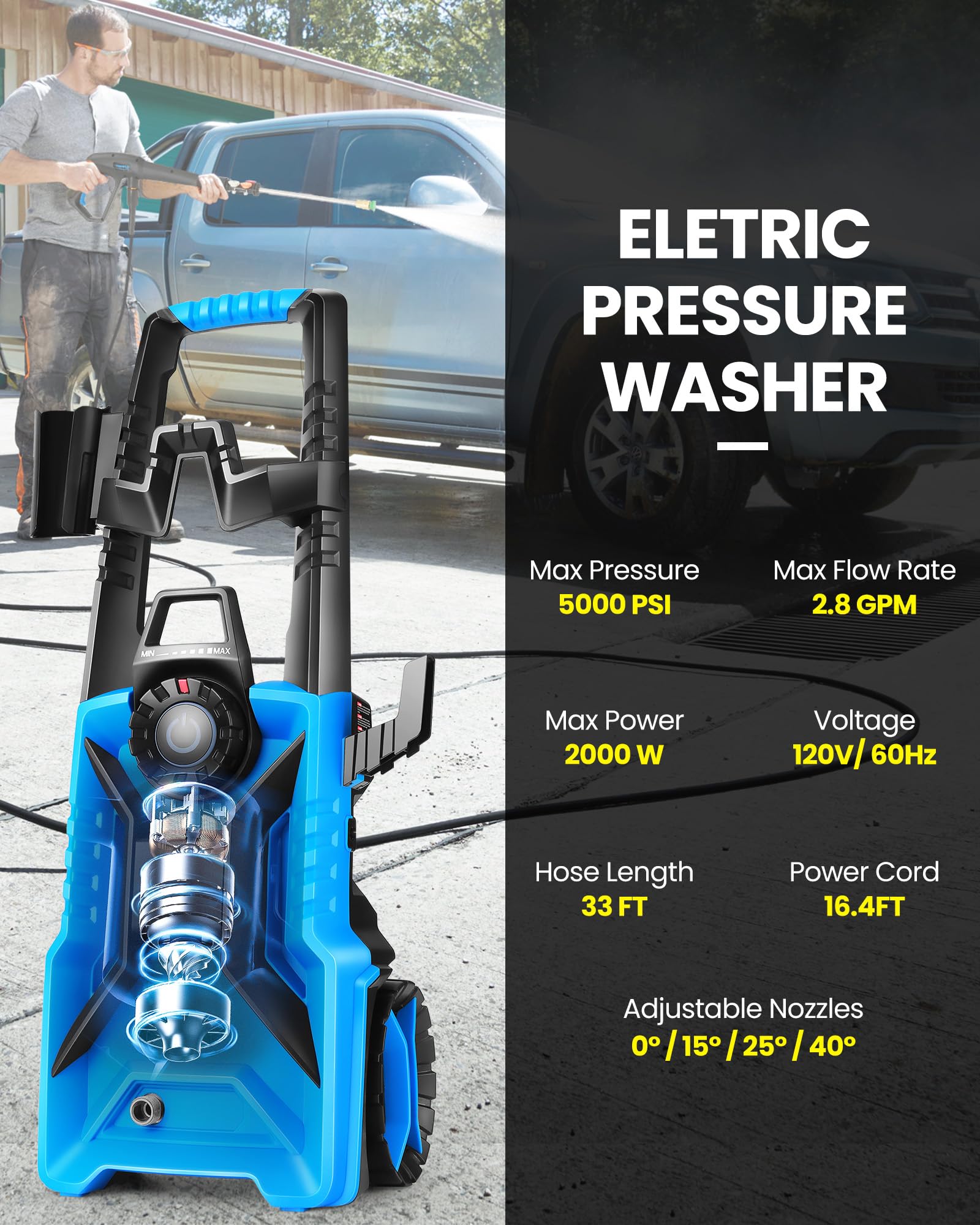 Hidrolavadora Electrica Electric Pressure Washer 4800 PSI 2.8 GPM Power ...