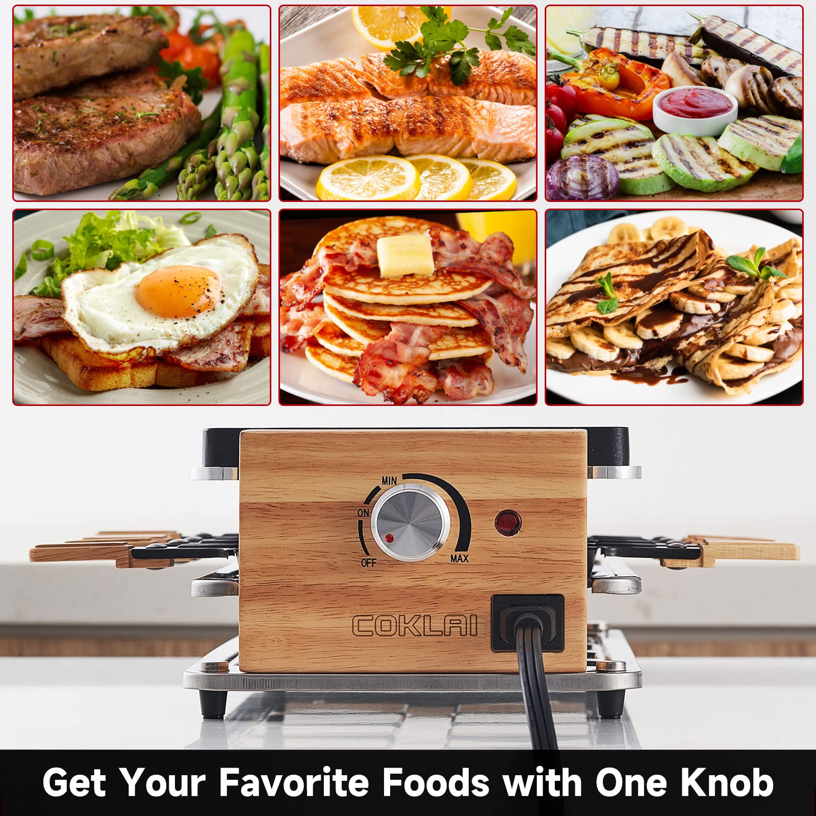 Buy Raclette Table Grill, COKLAI Raclette Grill 2 in 1 Indoor Grill ...