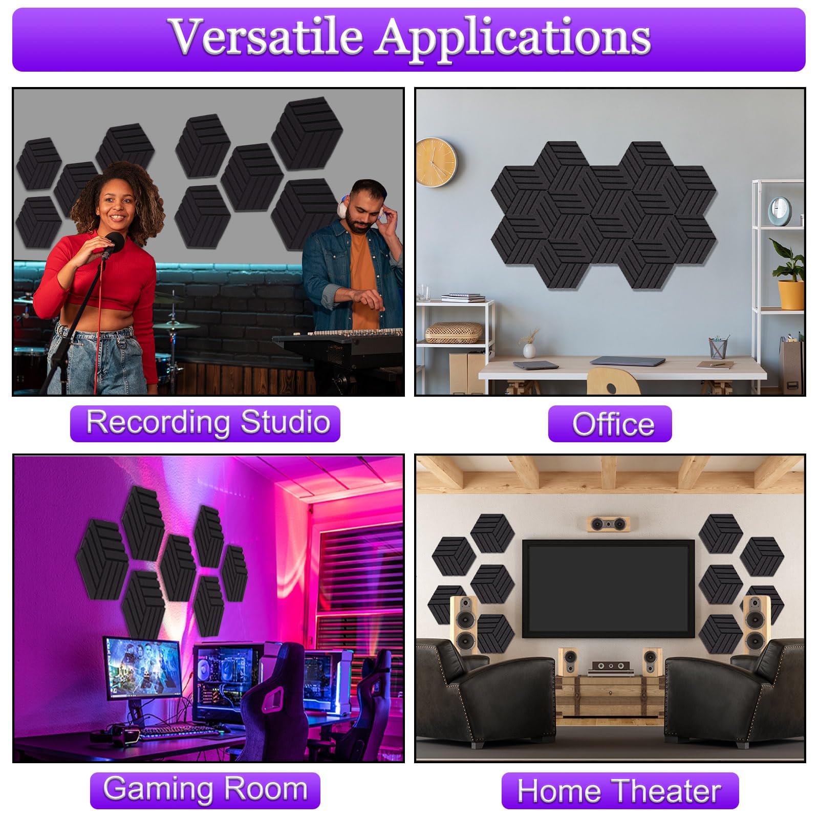 Snapklik.com : Hexagon Acoustic Studio Absorption Foam Panels, 13.8 X ...