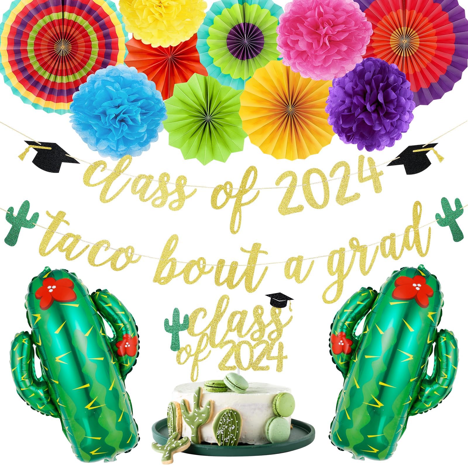 Amazon.com: 96 Pcs Mexican Graduation Party Supplies Fiesta Congrats ...