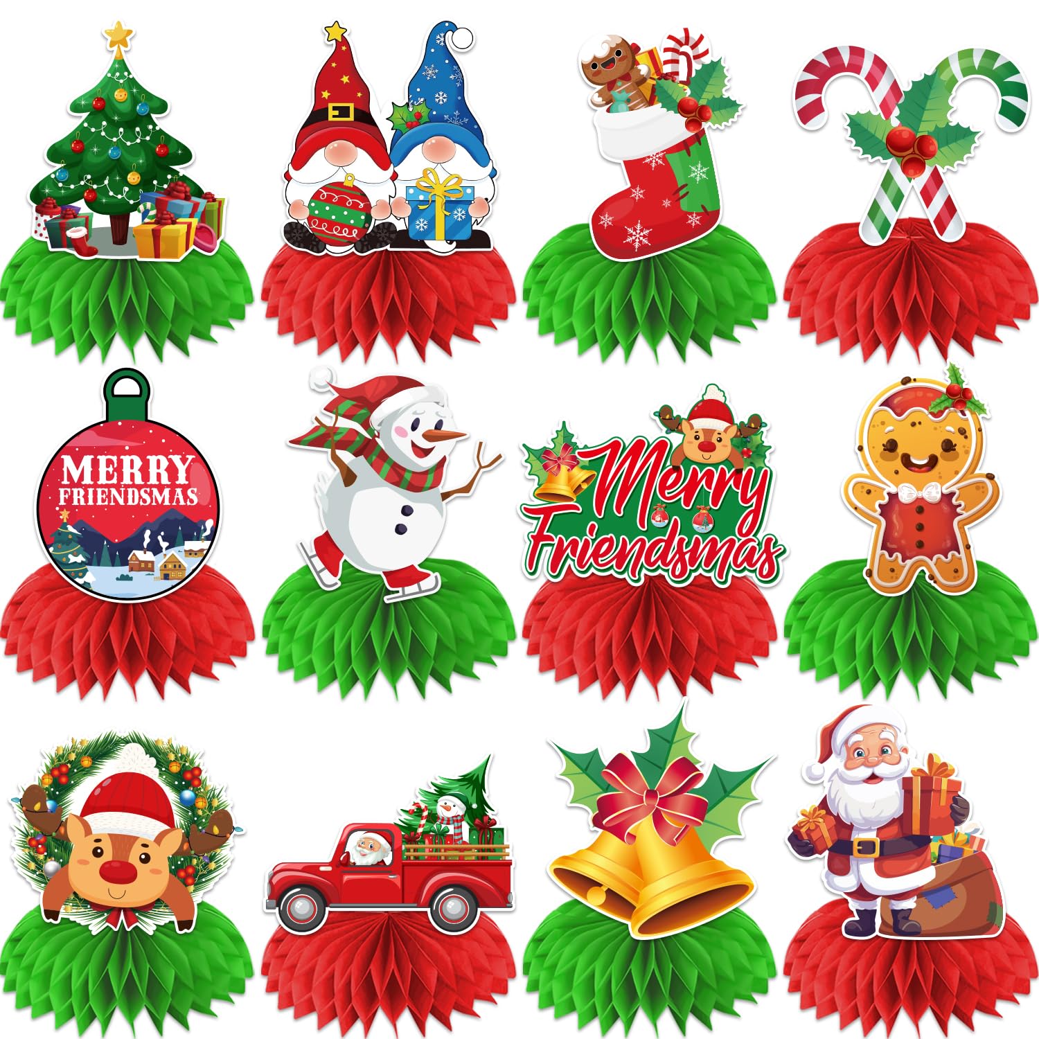 Amazon.com: 12 Pcs Friendsmas Christmas Party Decorations Honeycomb ...
