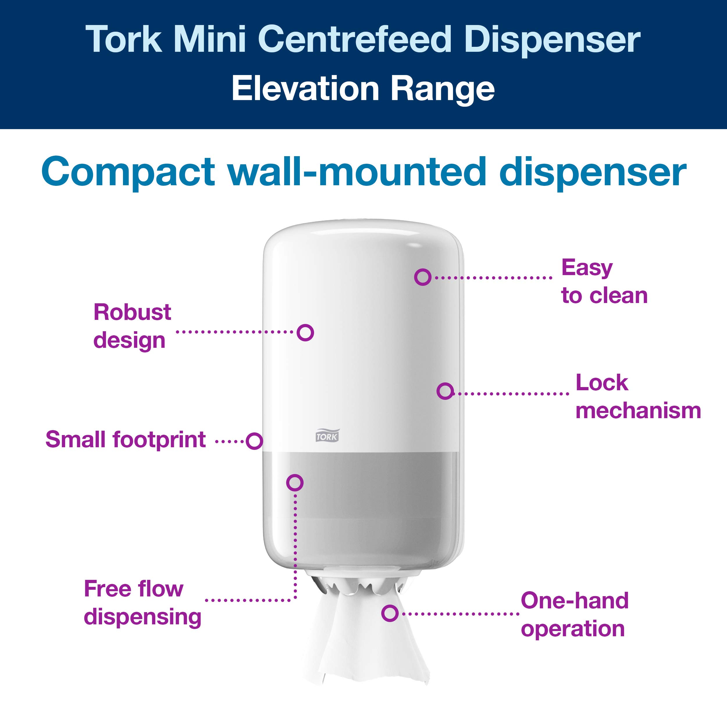 Tork 558000 Mini Centrefeed Dispenser M1 / Paper Dispenser Suitable for ...