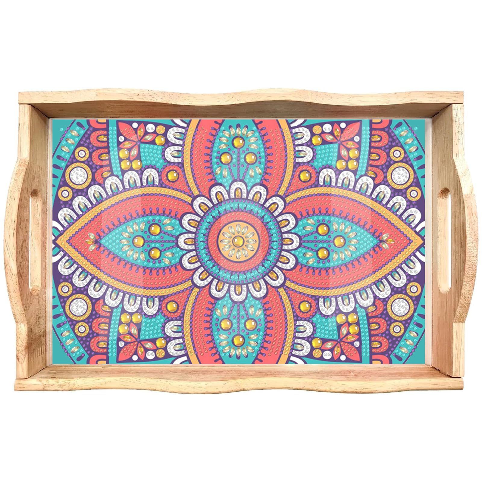 Amazon.com: EWJRNSF Wooden Serving Trays with Handles 5D Diamond ...