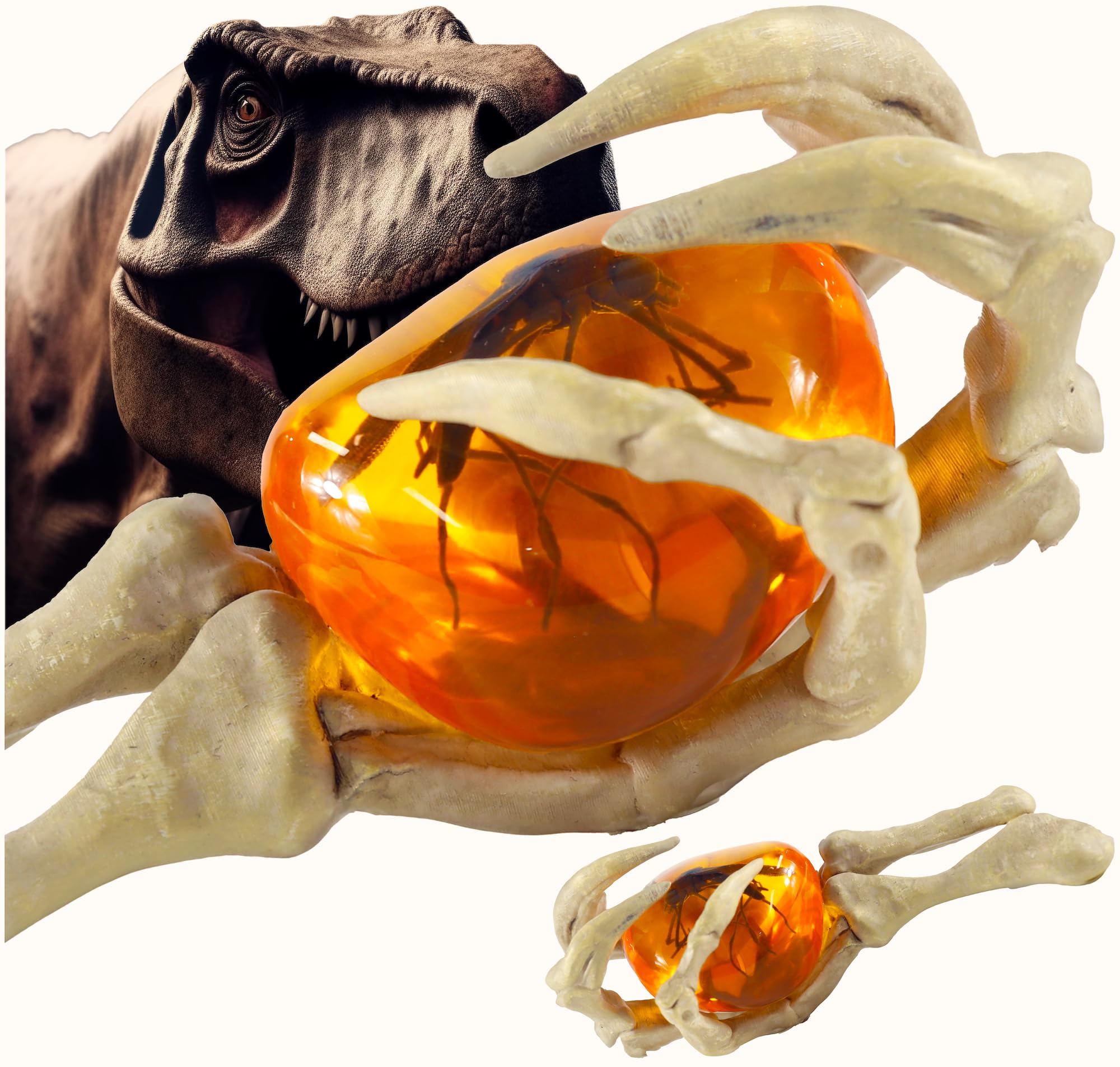 Amazon.com: VEOJEIN Jurassic Dinosaur Hand Fossil and Mosquito in Amber ...