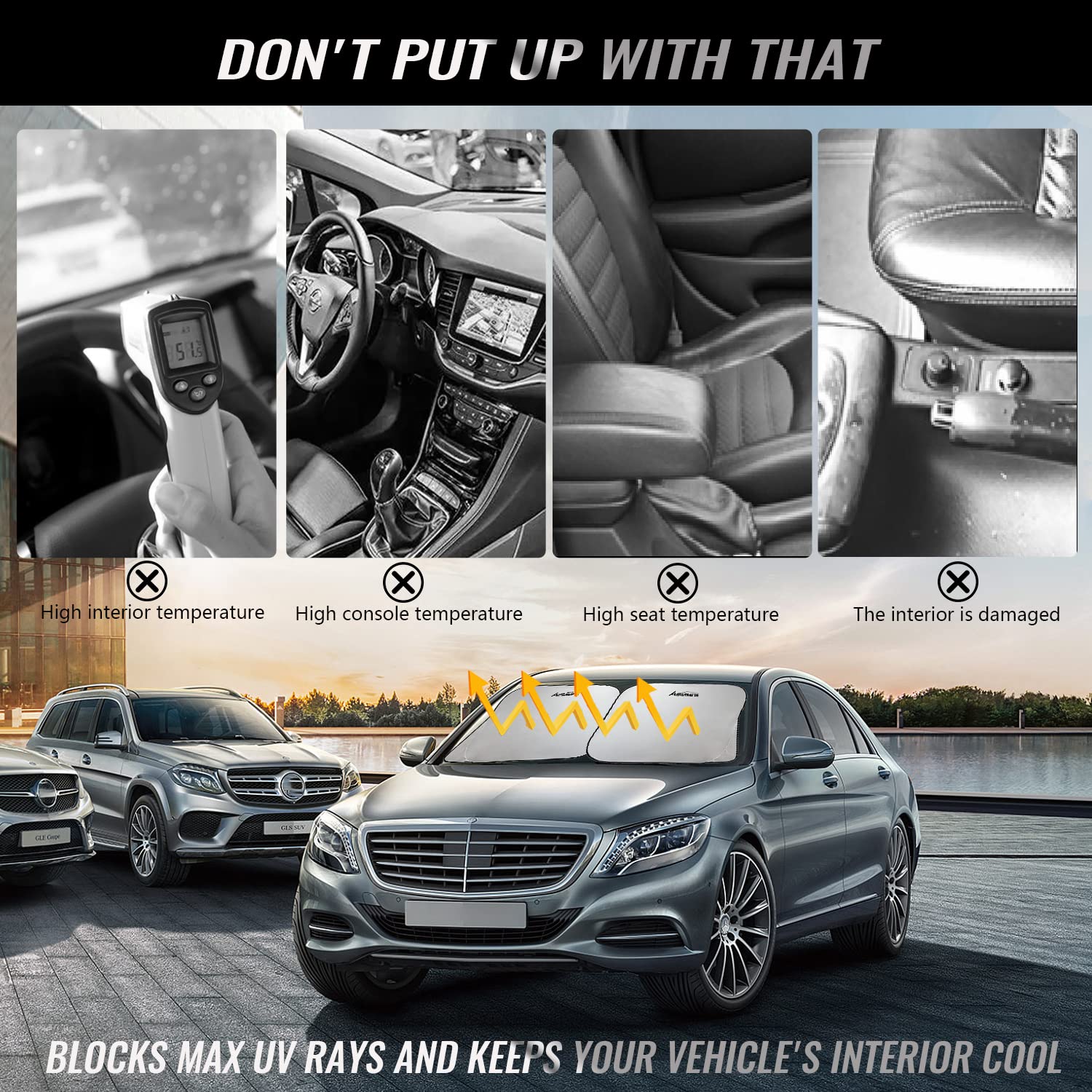 Car Sun Shade for Windshield,2 Piece Front Window Car Sun Shade ...