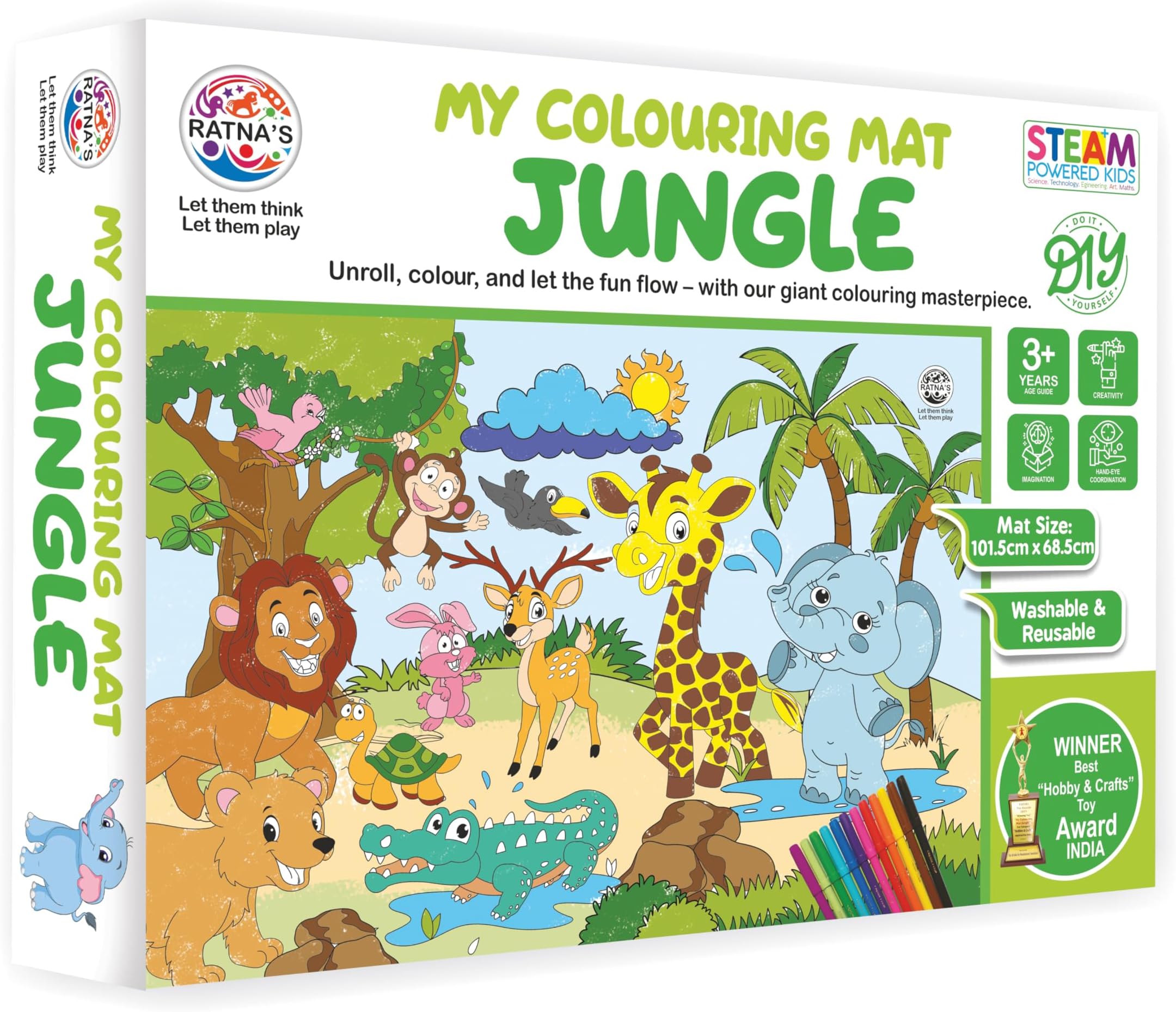 Buy Ratna's My Coloring Mat Jungle Printed Mat of Size 40 x 27 Inches ...