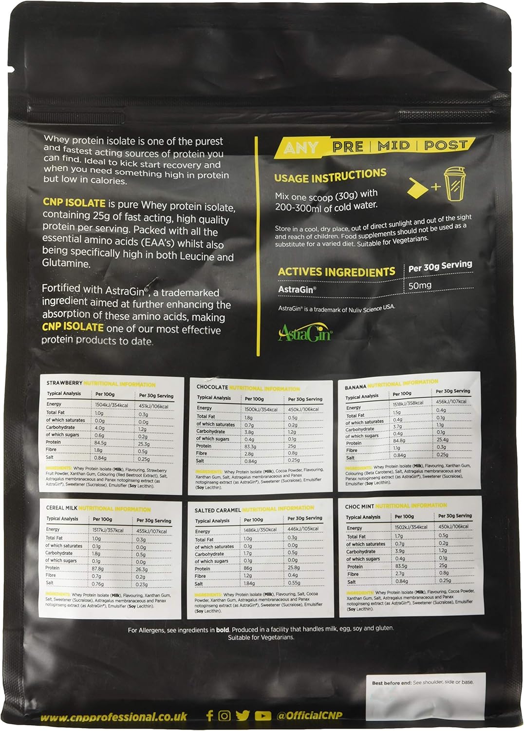 CNP Professional, Pro Isolate, Premium Whey Protein Isolate, 900g, 30 ...