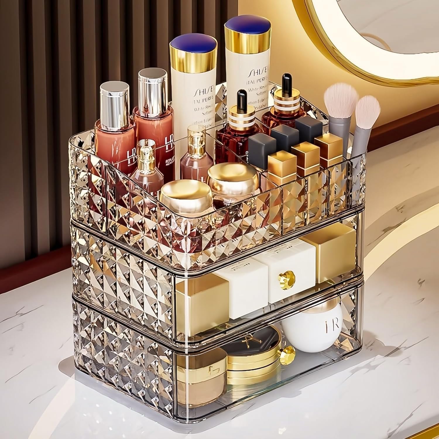 HomEternity Stackable Makeup Organizer Cosmetic Organizer with 2 ...