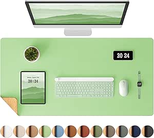 Amazon.com : Aothia Double-Sided Desk Pad - 35.4" x 15.7"Leather Desk ...