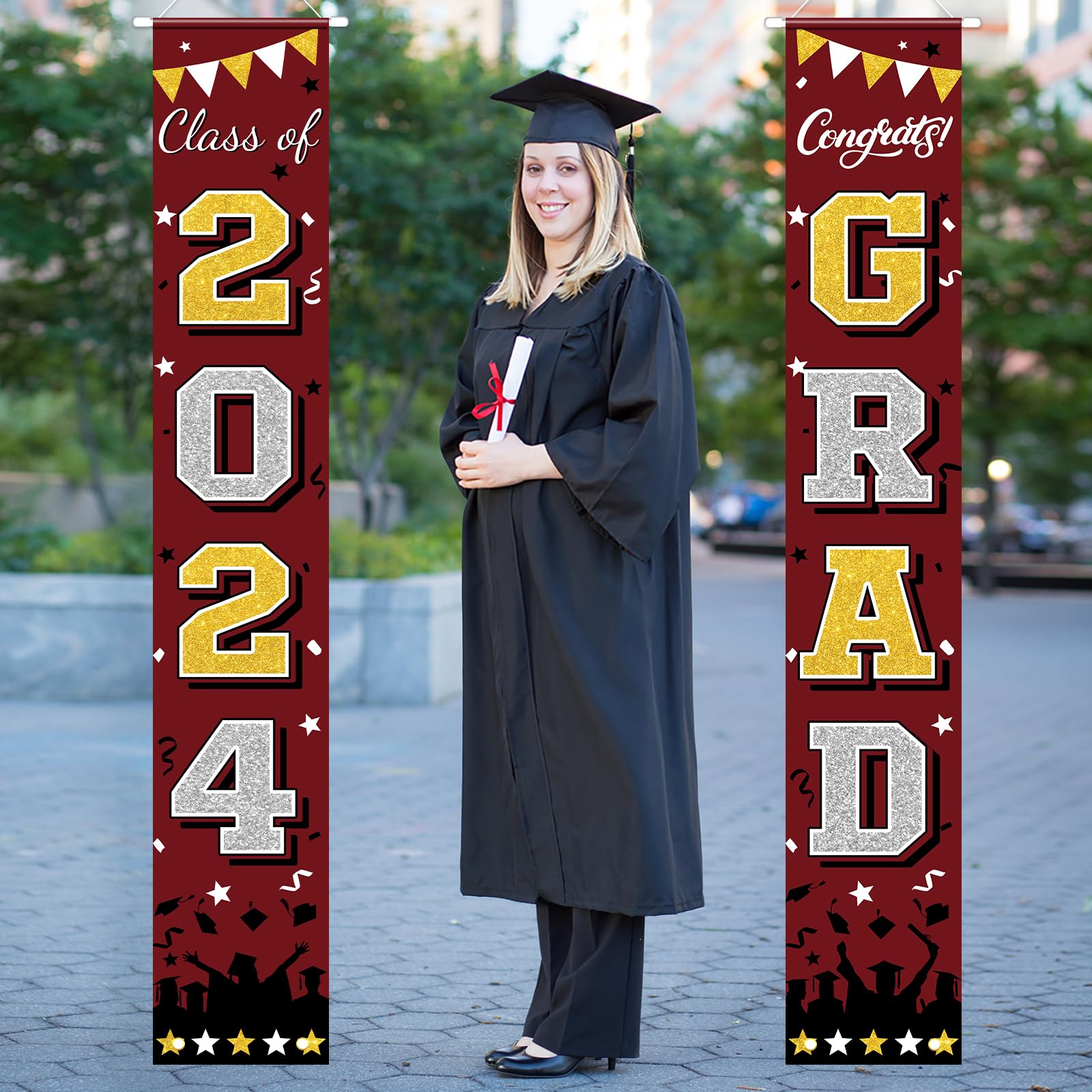 Snapklik.com : Graduation Banner Class Of 2024, Large Maroon & Gold ...