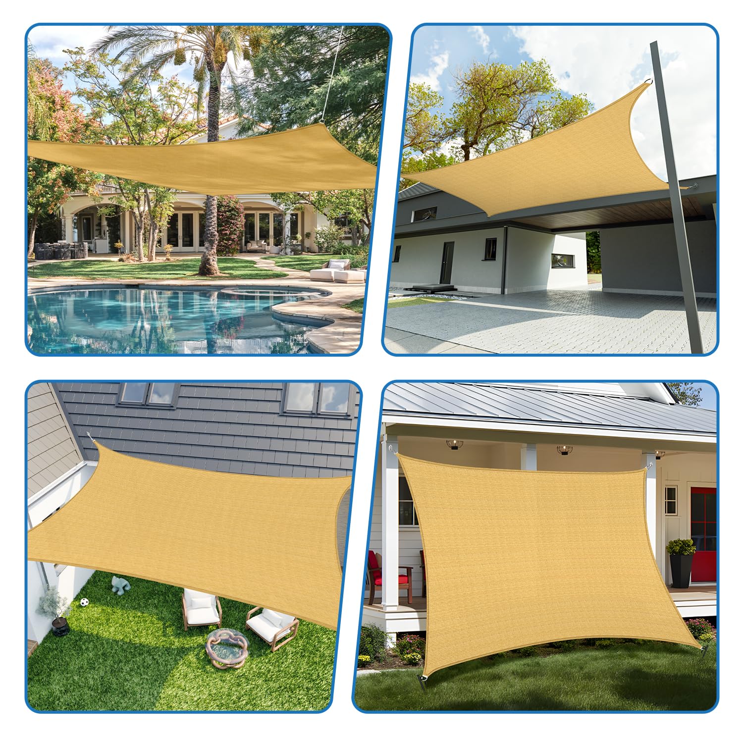 Snapklik.com : TANG 6x6 Sun Shade Sail Rectangle Sunshade Canopy UV ...