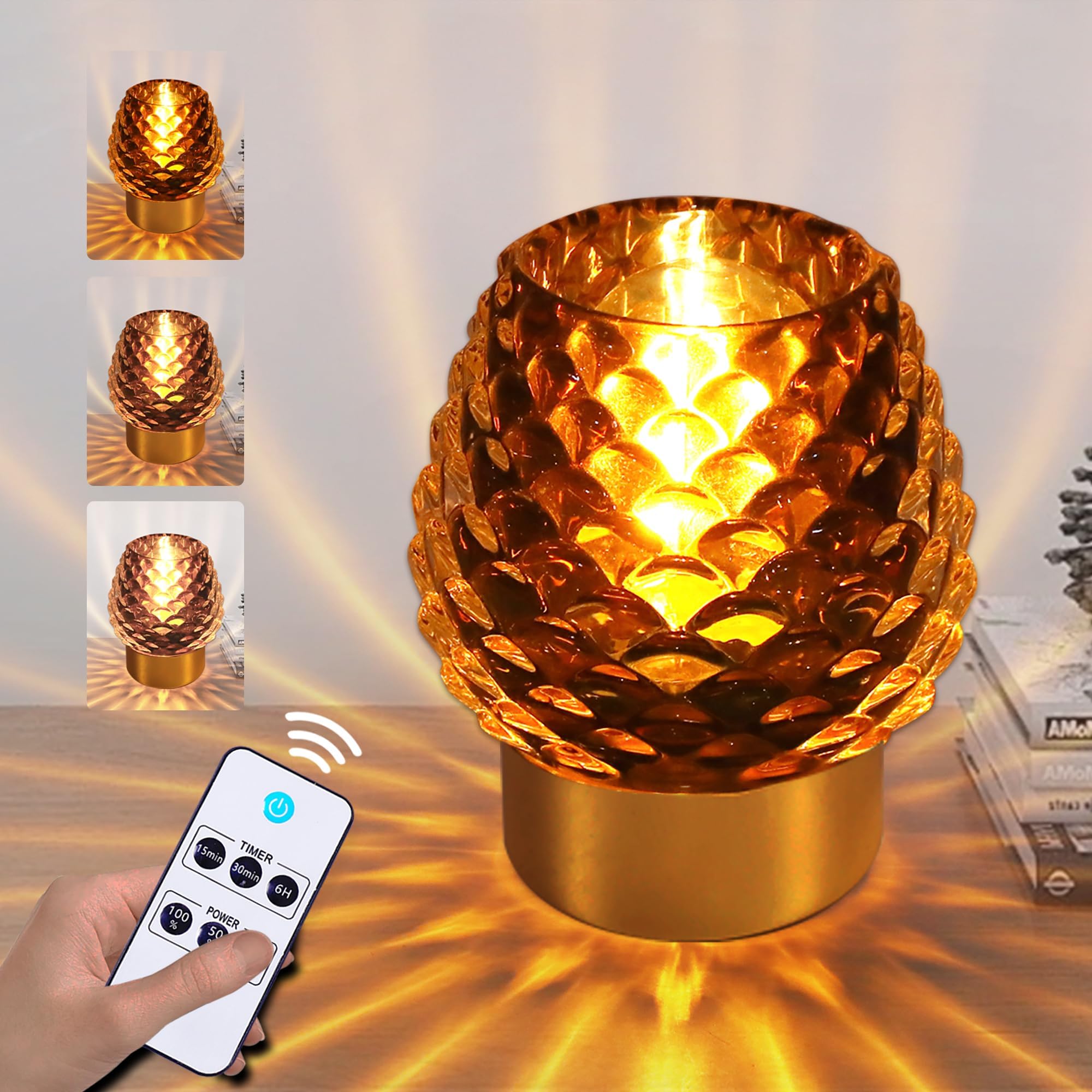 LUSHARBOR Battery Powered Lamp, Cordless Table Lamps Battery Operated ...