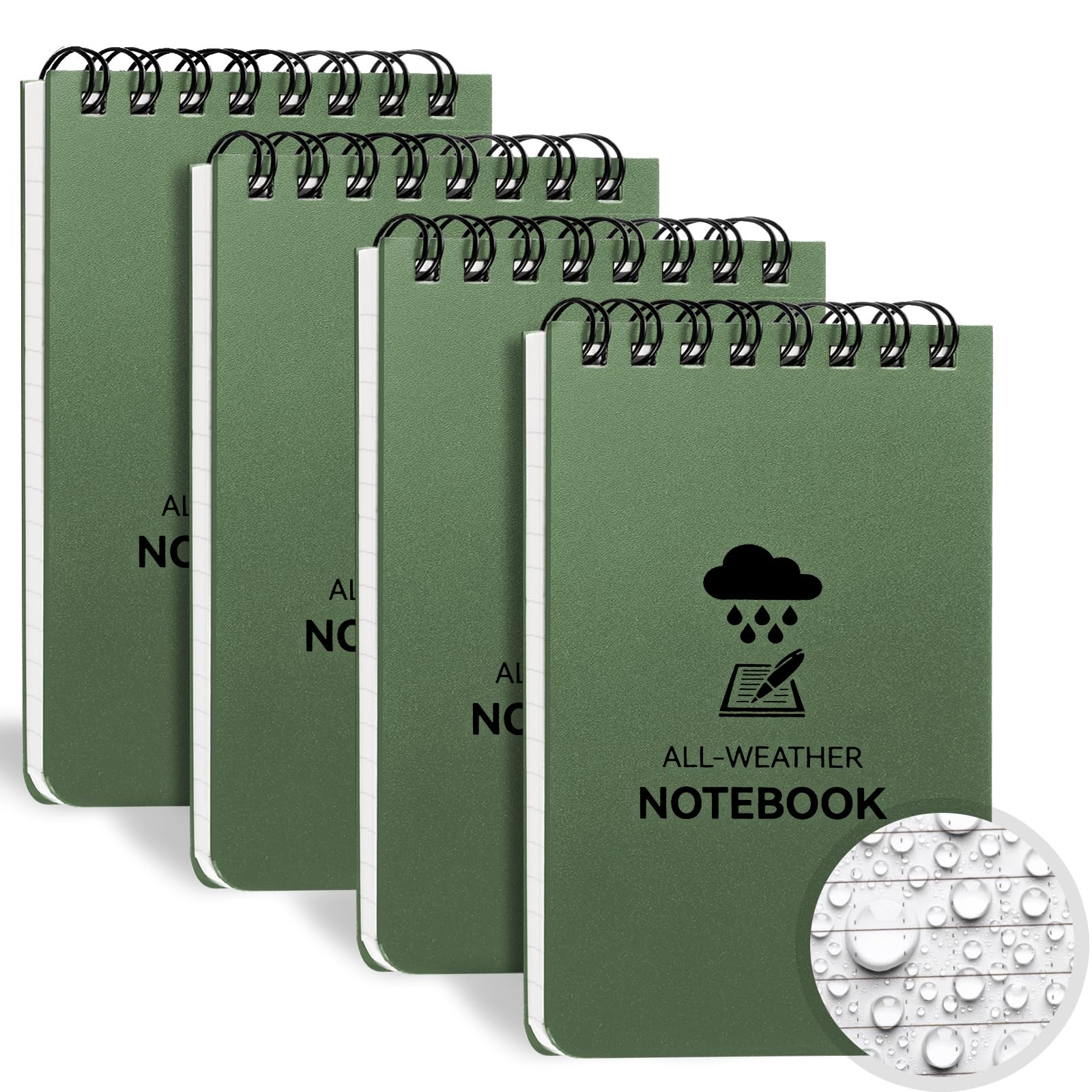 Amazon.com : COIDEA Waterproof Notebook, 4 Pack Top-Spiral Pocket ...
