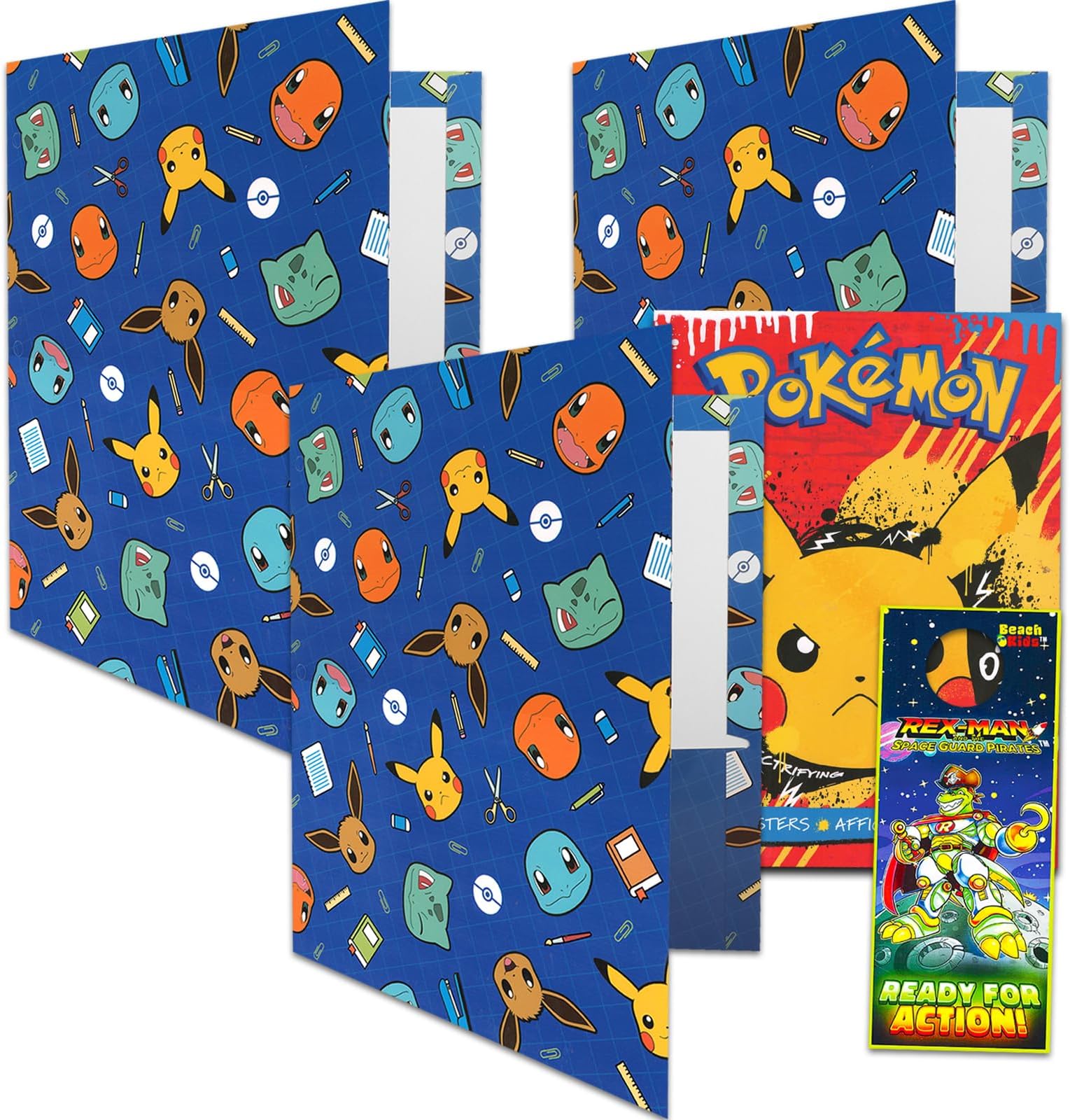 Amazon.com : 3 Pokemon School Folders - Bundle with 3 Pokemon 2 Pocket ...