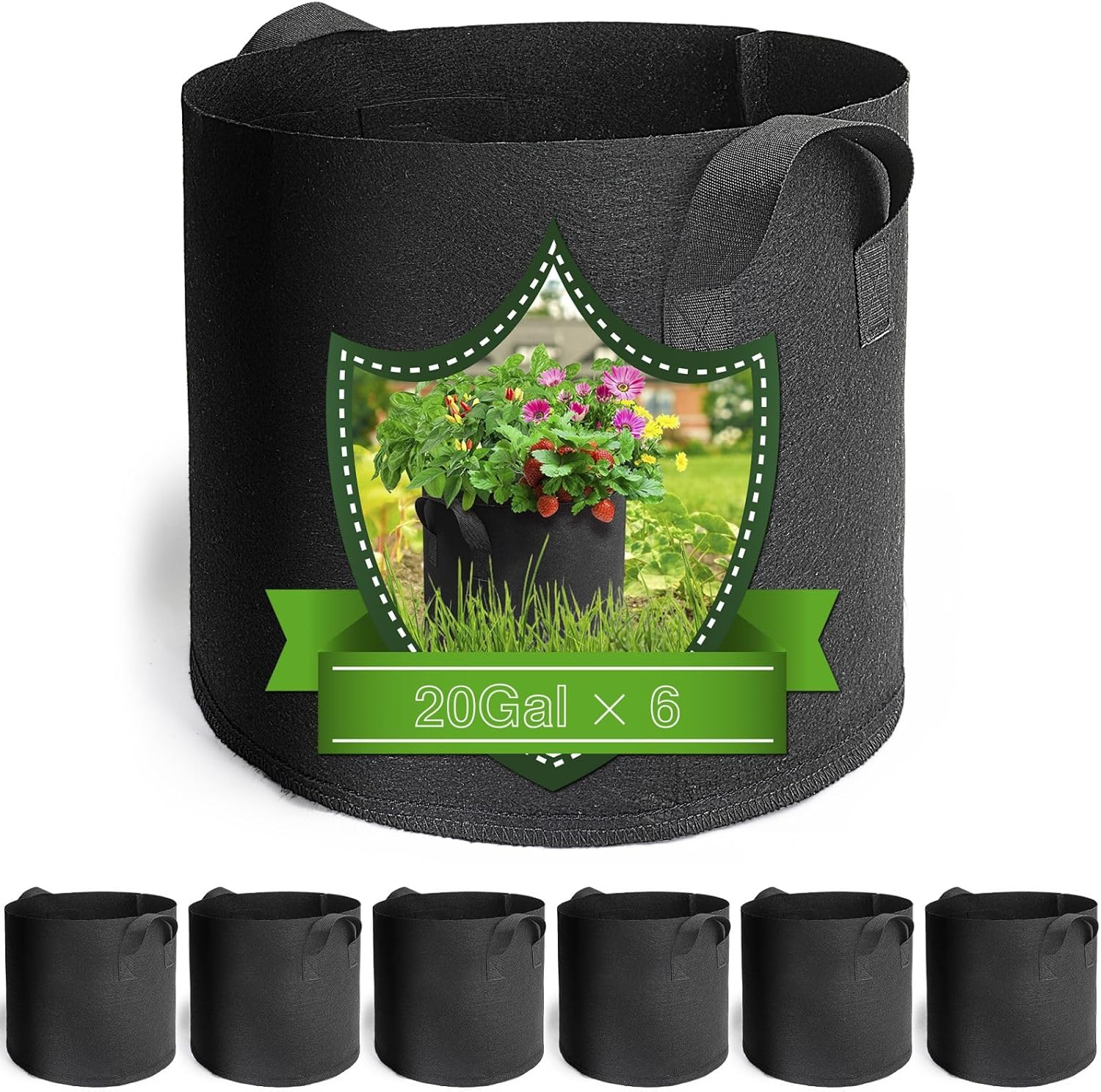 Amazon.com : Mclambo 20 Gallon Grow Bags 6 Pack,20 Gallon Pots for ...