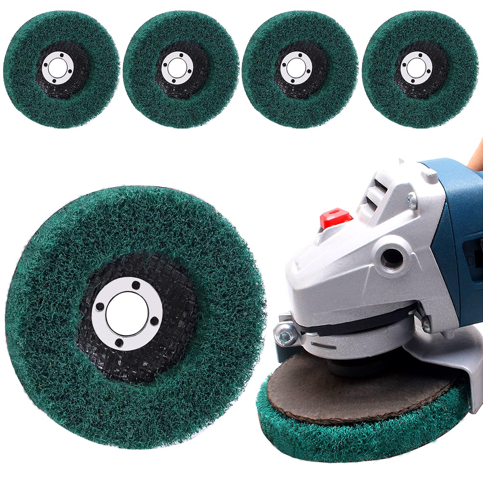 Wokape 6Pcs Green 4 Inch 180 Grit Nylon Fiber Flap Disc Polishing ...