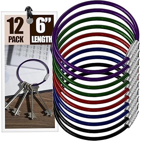 Amazon.com: Lucky Line 4-1/2" Locking Cable Key Ring, Crimp to ...