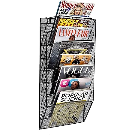 Amazon.com: Greenco Wall Mounted Magazine Rack Holder, Mesh, 5 Slot ...