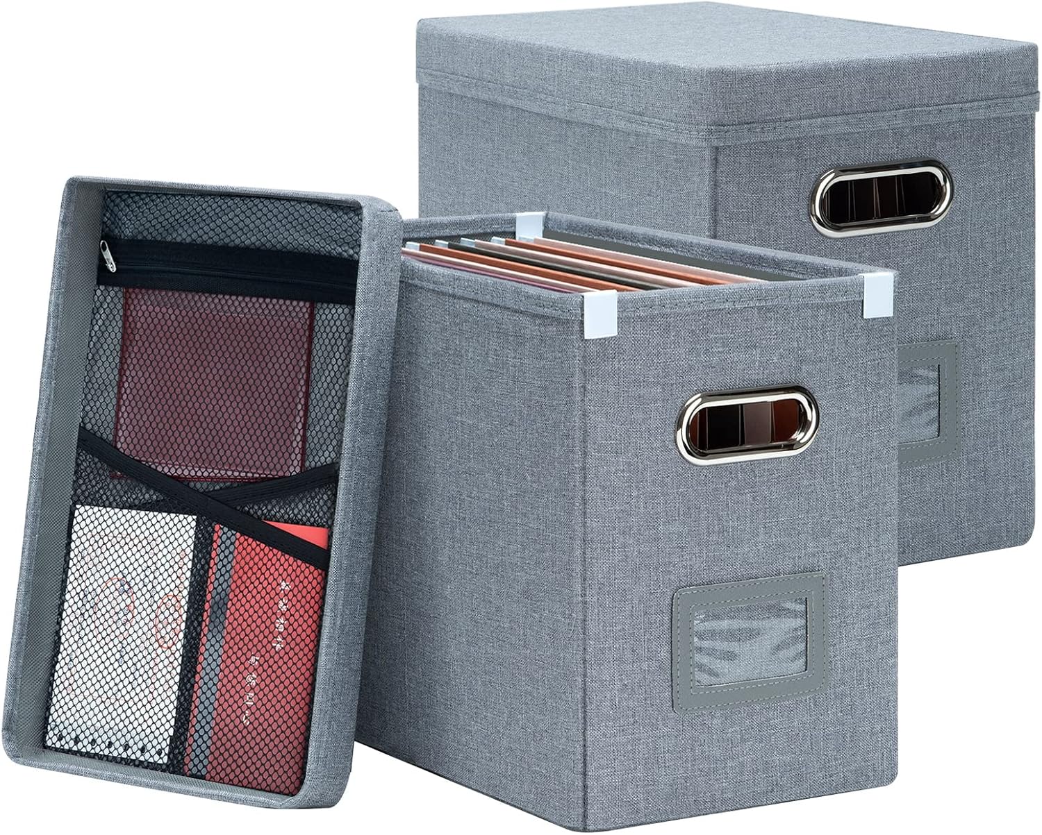 Amazon.com: Oterri Hanging Filing File Box with Mesh Pocket, File ...