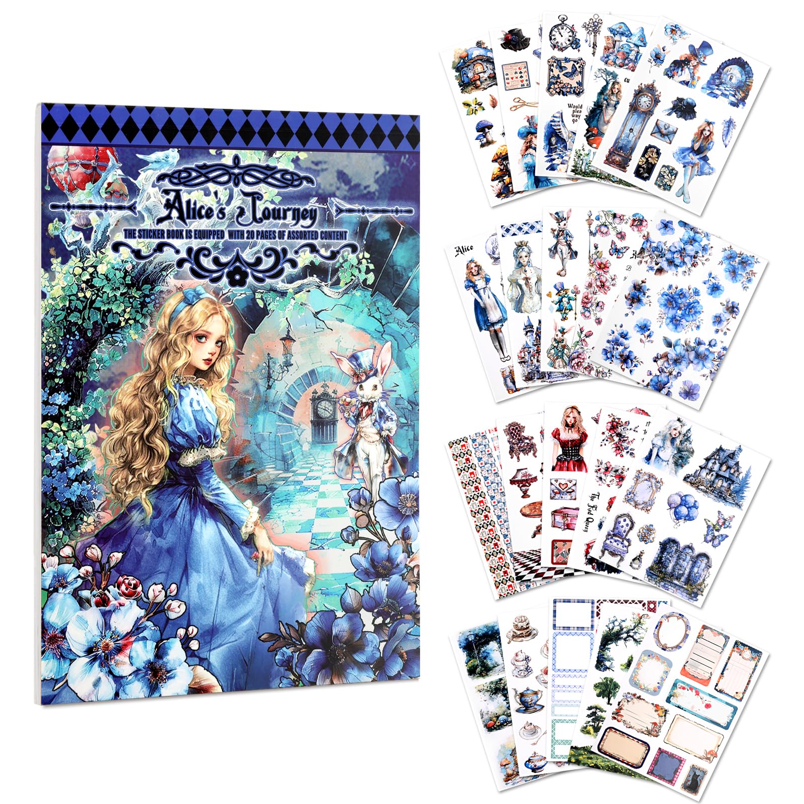 Amazon.com: AVECMOI Alice in Wonderland Scrapbooking Sticker Book for ...