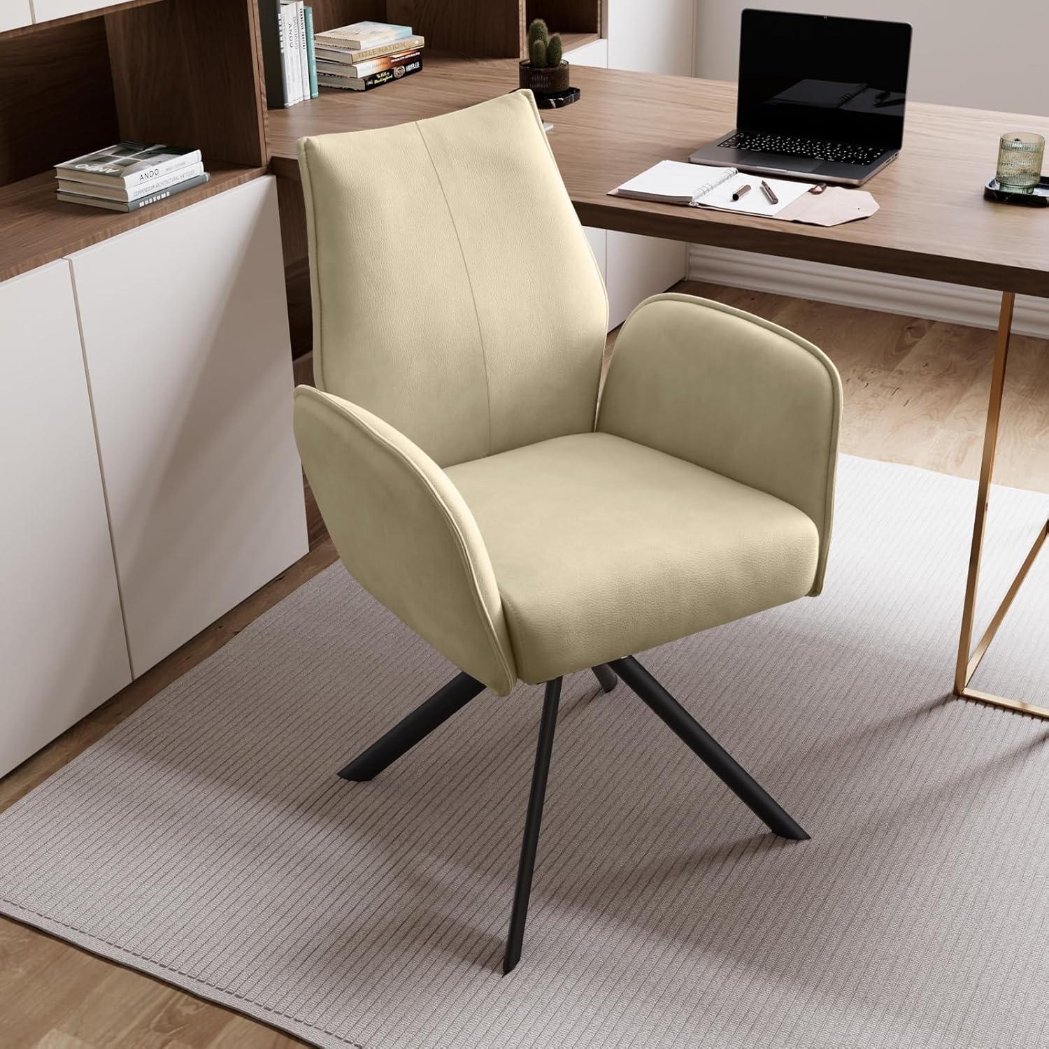 Amazon.com: jiexi Modern Desk Chair no Wheel, Ergonomic Office Chair ...