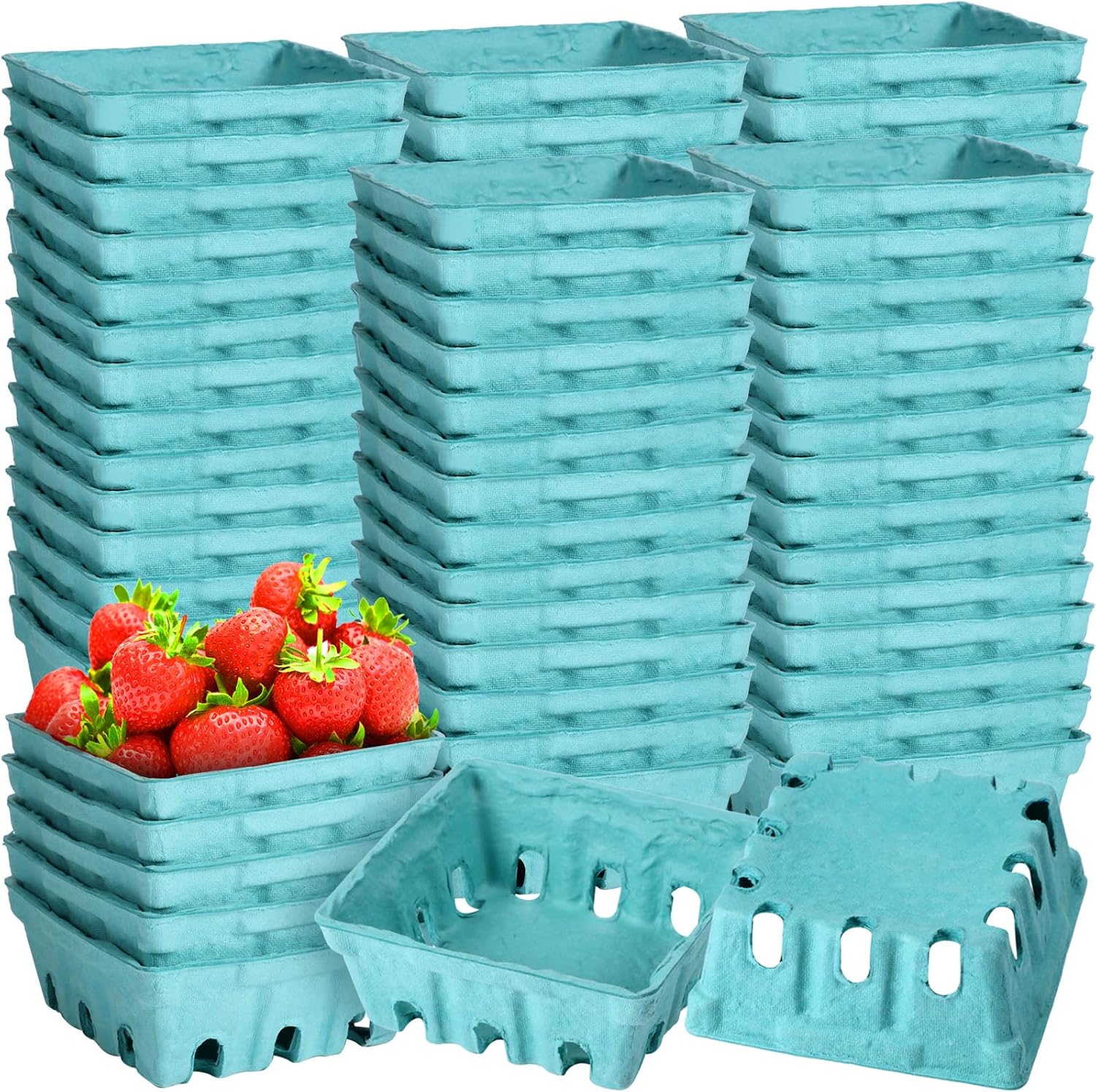 Amazon.com: Uiifan 200 Pcs 4'' Pulp Fiber Berry Basket Blue Green ...