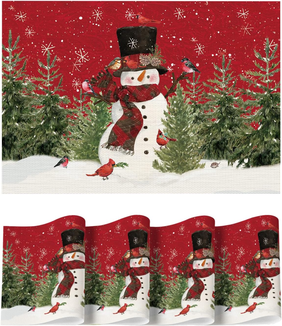 Amazon.com: 4 Christmas Table Placemats, 12 x 18 Inch Christmas ...