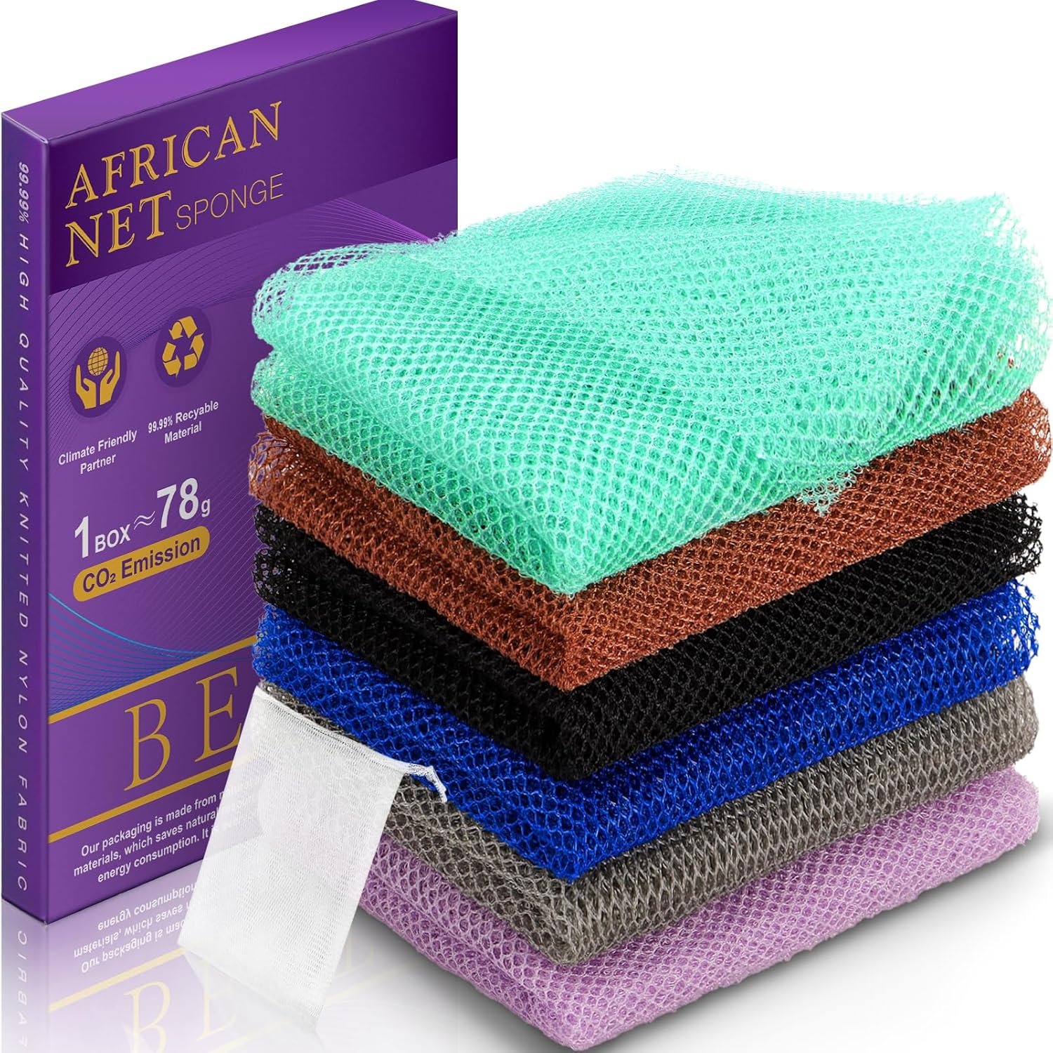 Amazon.com: SCRX 6 Pieces African Net Sponge - Shower Sponge Set for ...