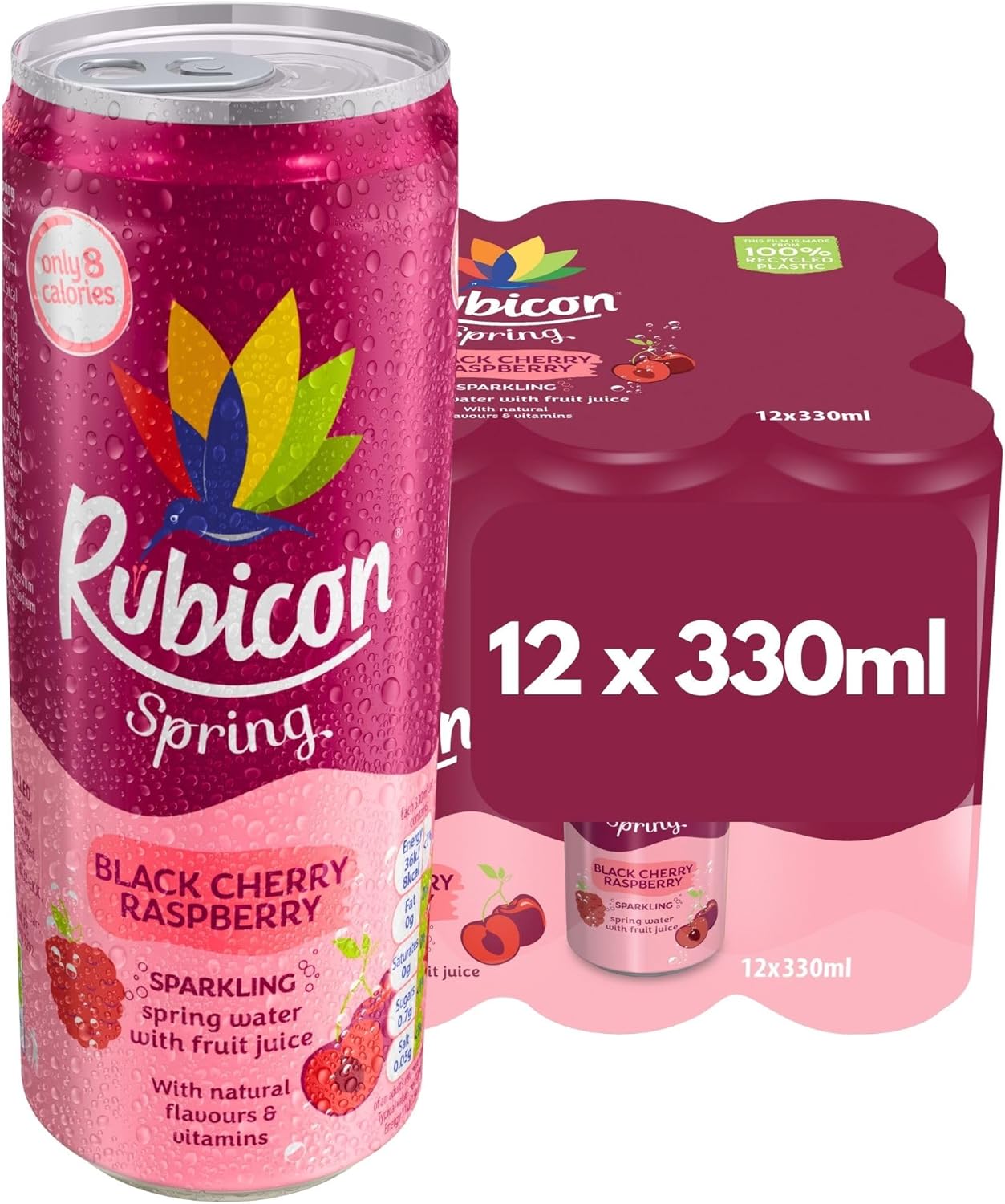 Rubicon Spring 12 Pack Black Cherry Raspberry, Sparkling Spring Water ...