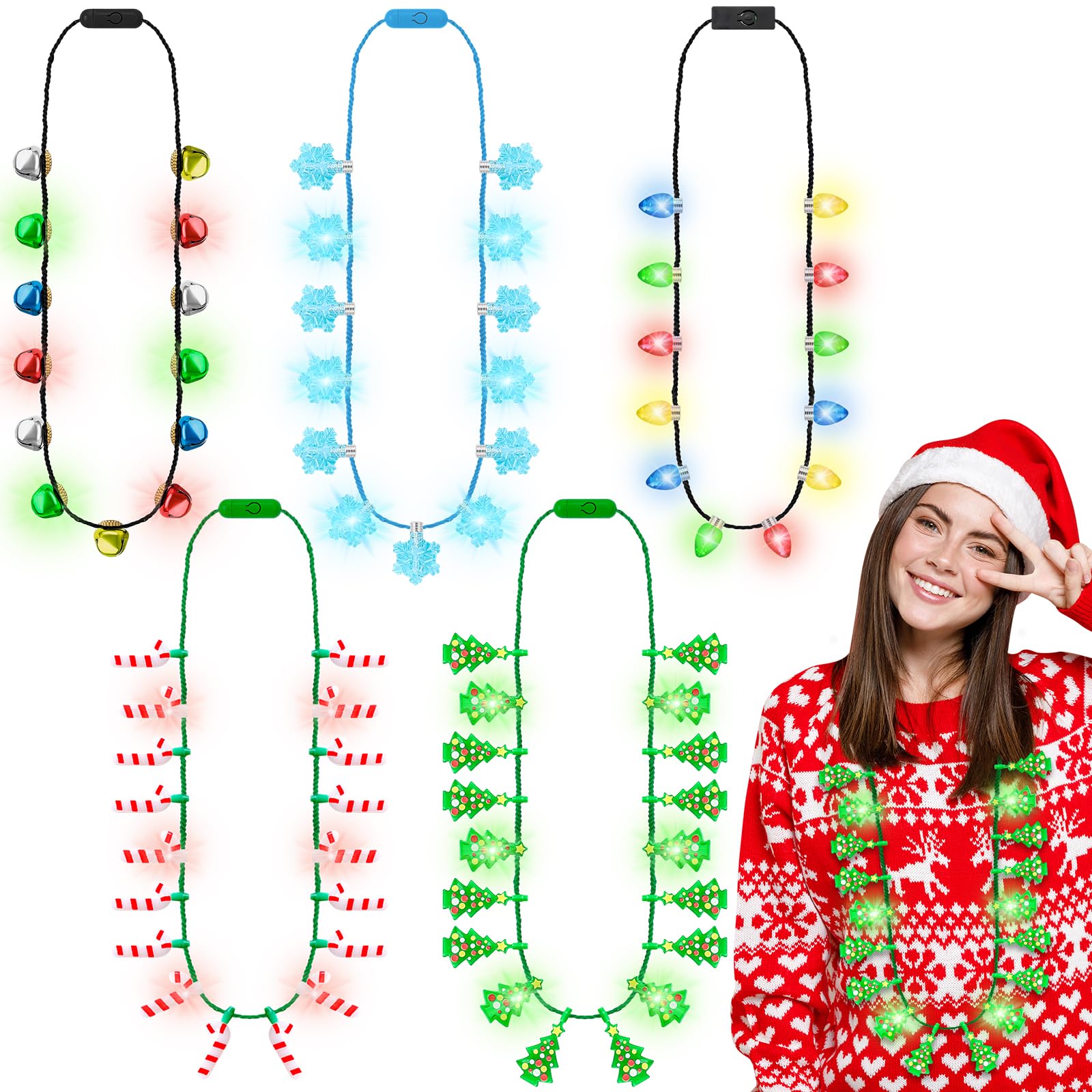 Amazon.com: Christmas Necklace Light Up, 5PCS Christmas Accessories ...
