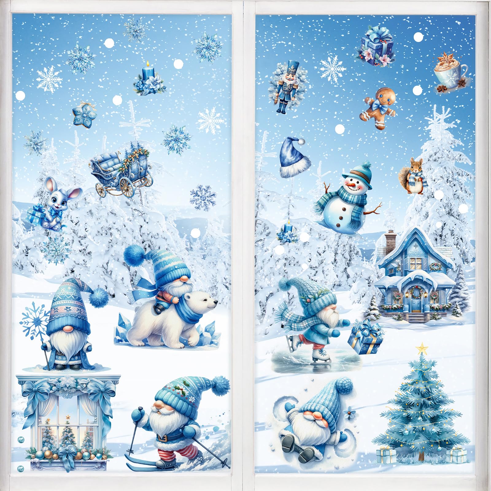 Joyoldelf Christmas Window Stickers - 9 Sheets Christmas Window Cling ...