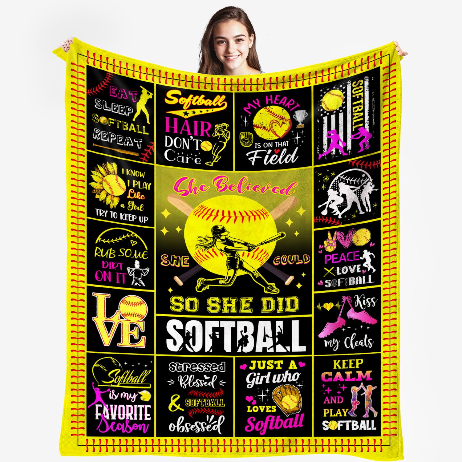 Amazon.com: Softball Blanket Gifts, Softball Gifts for Girls, Softball ...