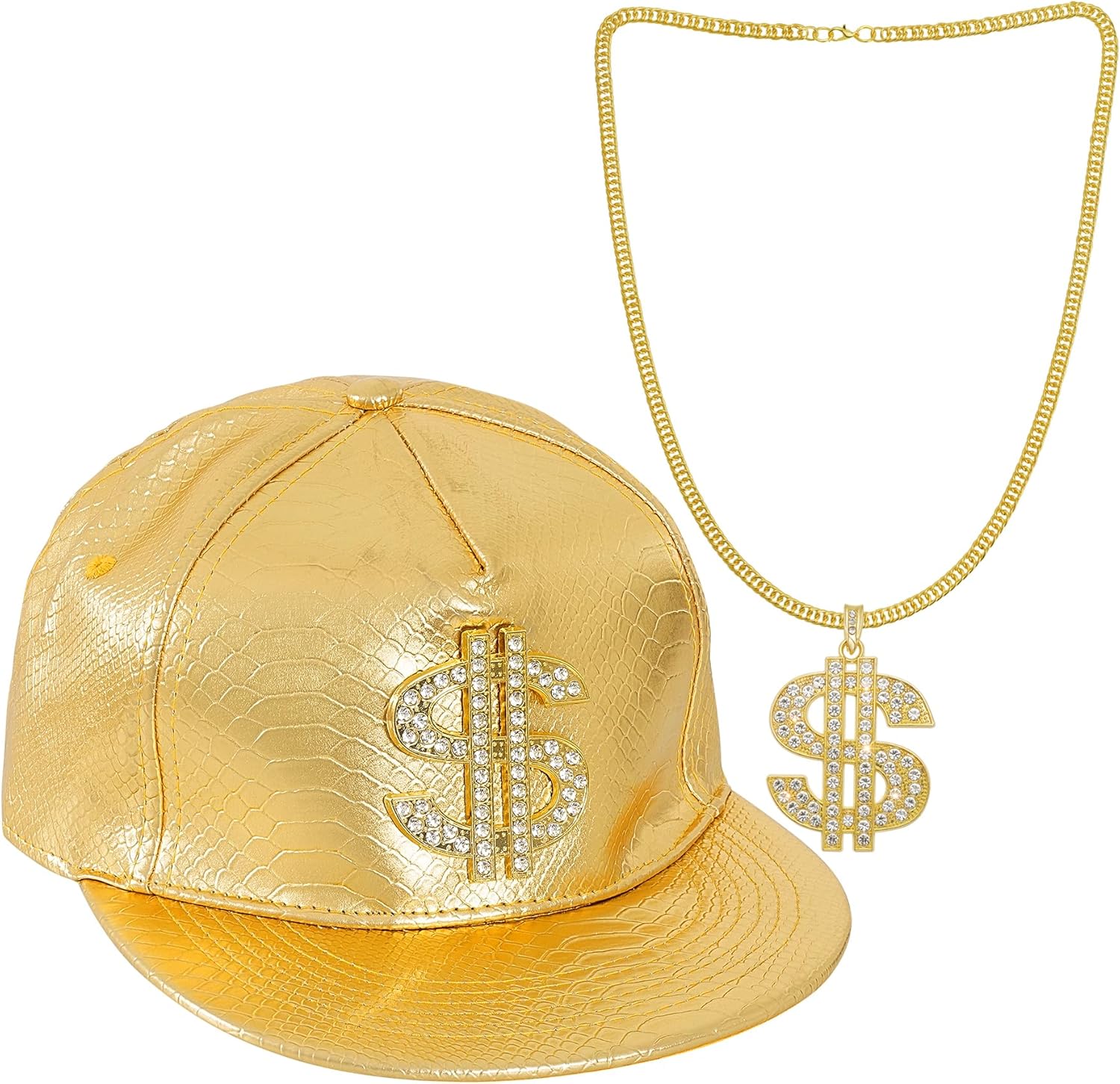 Amazon.com: Bskifnn Hip Hop Costume Hat Kit 80s 90s Gold Hat with ...