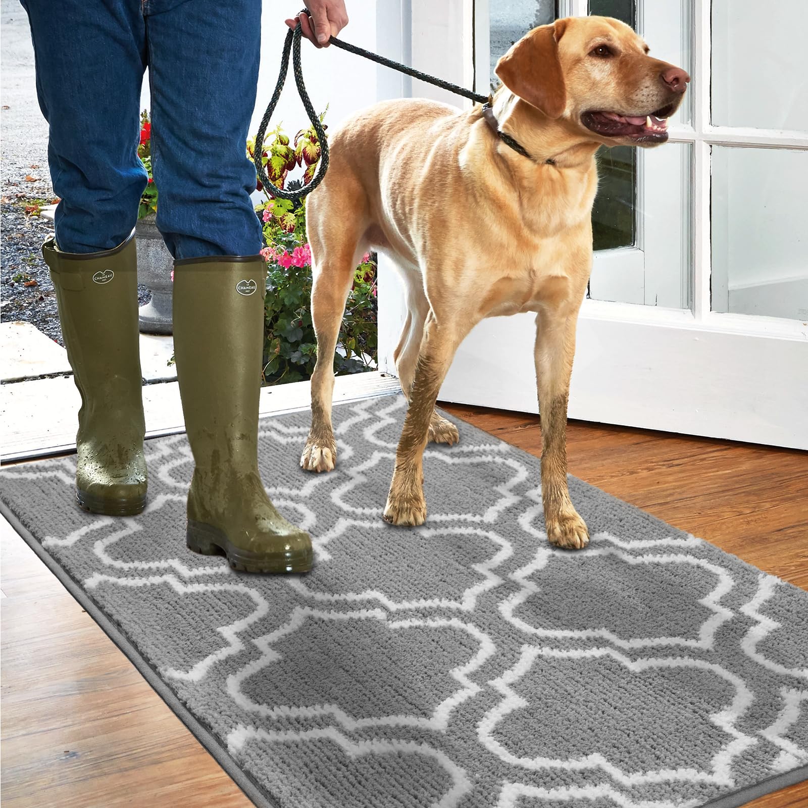 Ompaa Moroccan Trellis Door Mat Indoor Outdoor, Dog Mat for Muddy Paws ...
