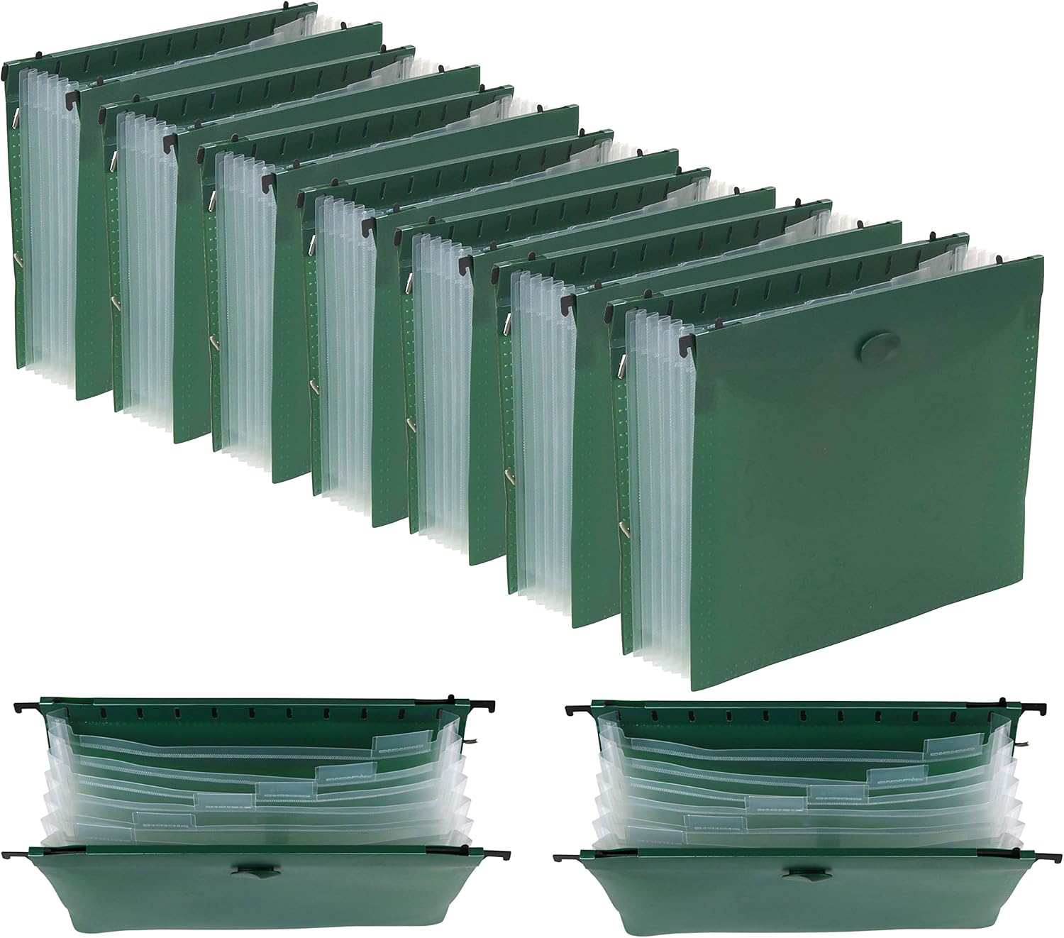 Iconikal Expanding Hanging File Folder with 7 Divider Pocket, Green, 12 ...