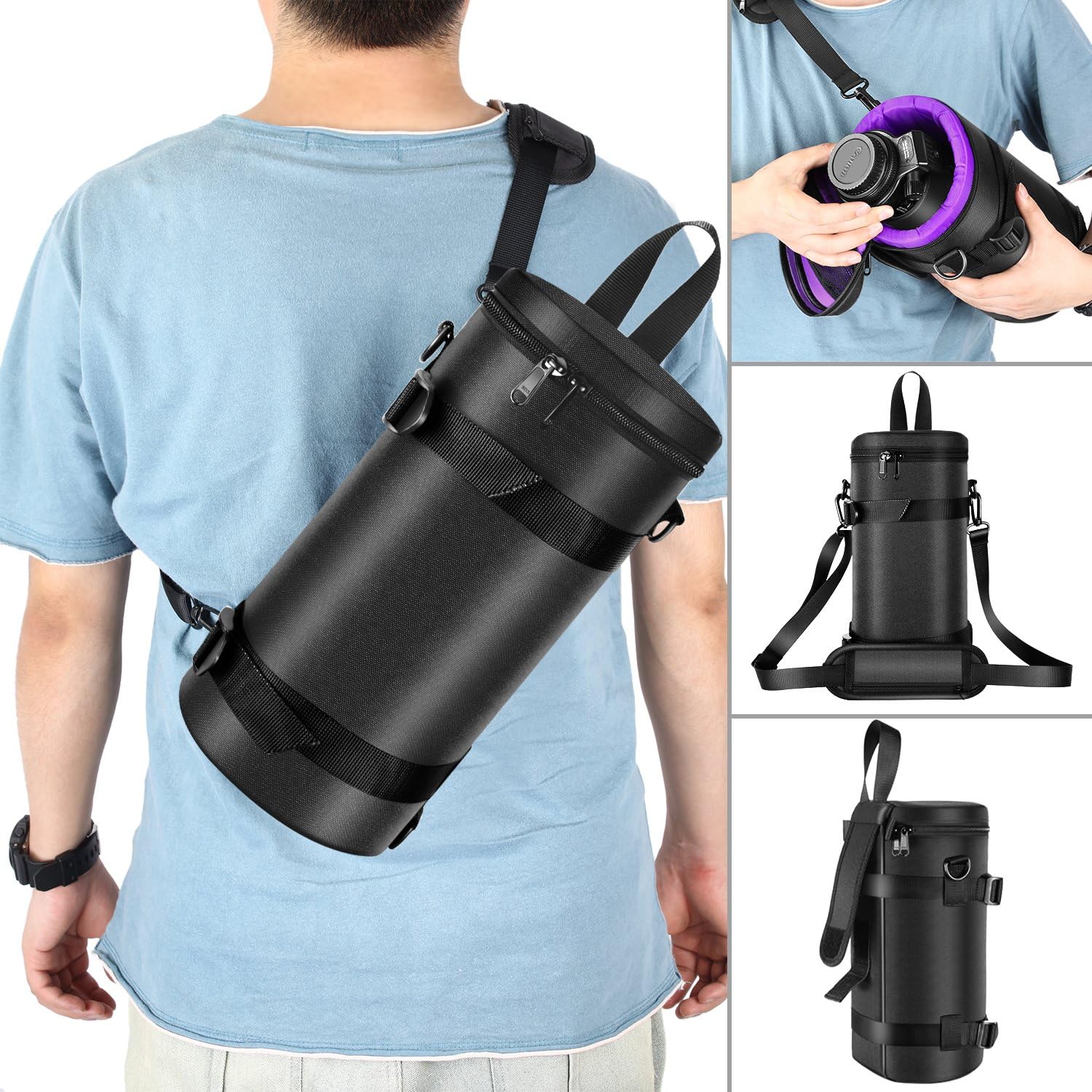 Amazon.com : Neewer Deluxe Padded Camera Lens Pouch Case with Sling ...