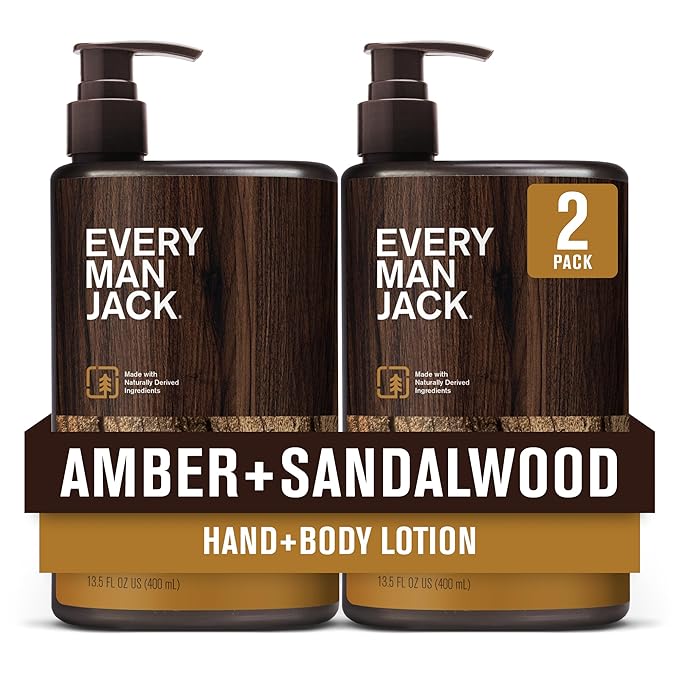 Amazon.com : Every Man Jack Mens Amber + Sandalwood Hand & Body Lotion ...