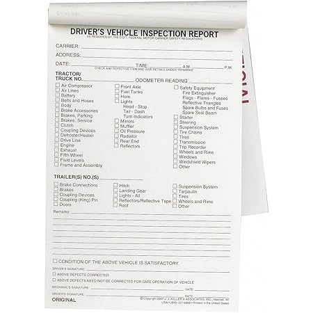 Amazon.com : Straight Truck Detailed Driver's Vehicle Inspection Report ...