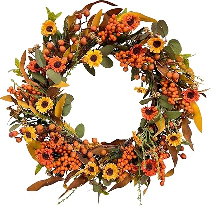 Amazon.com: CHICHIC 20 Inch Fall Wreath for Front Door Fall Door Wreath ...