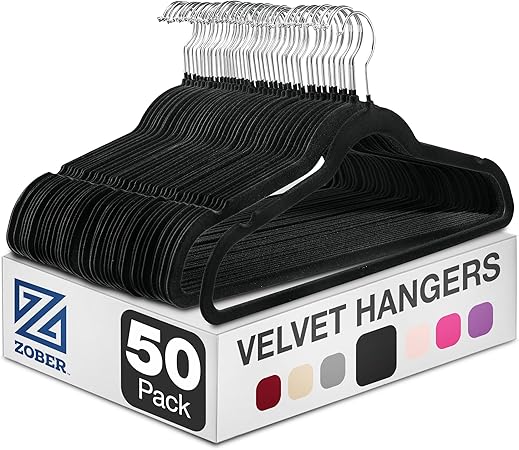 Amazon.com: Zober Velvet Hangers 50 Pack - Black for Coats, Pants ...