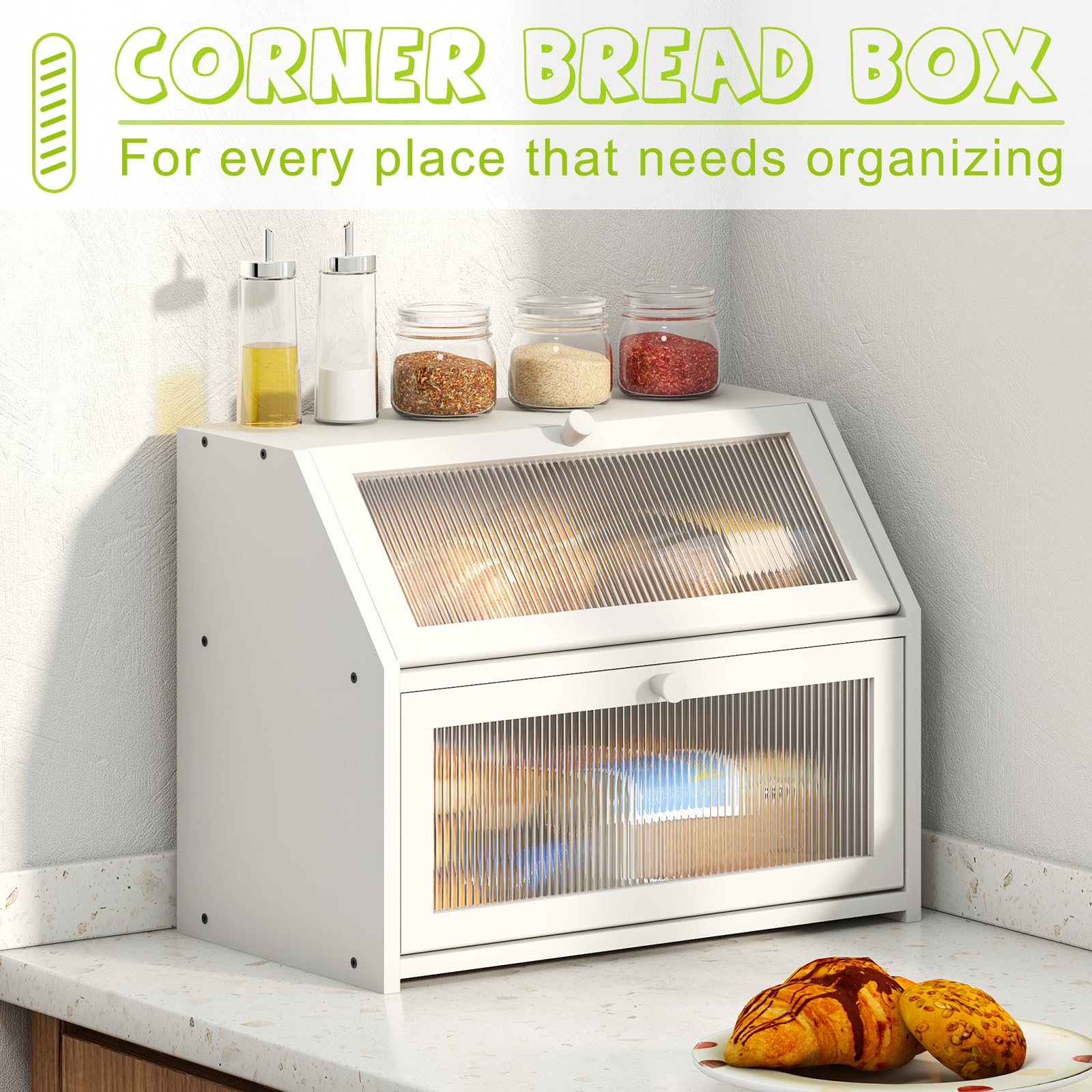 Snapklik.com : BMOSU Large Bread Box For Kitchen Countertop,Double ...