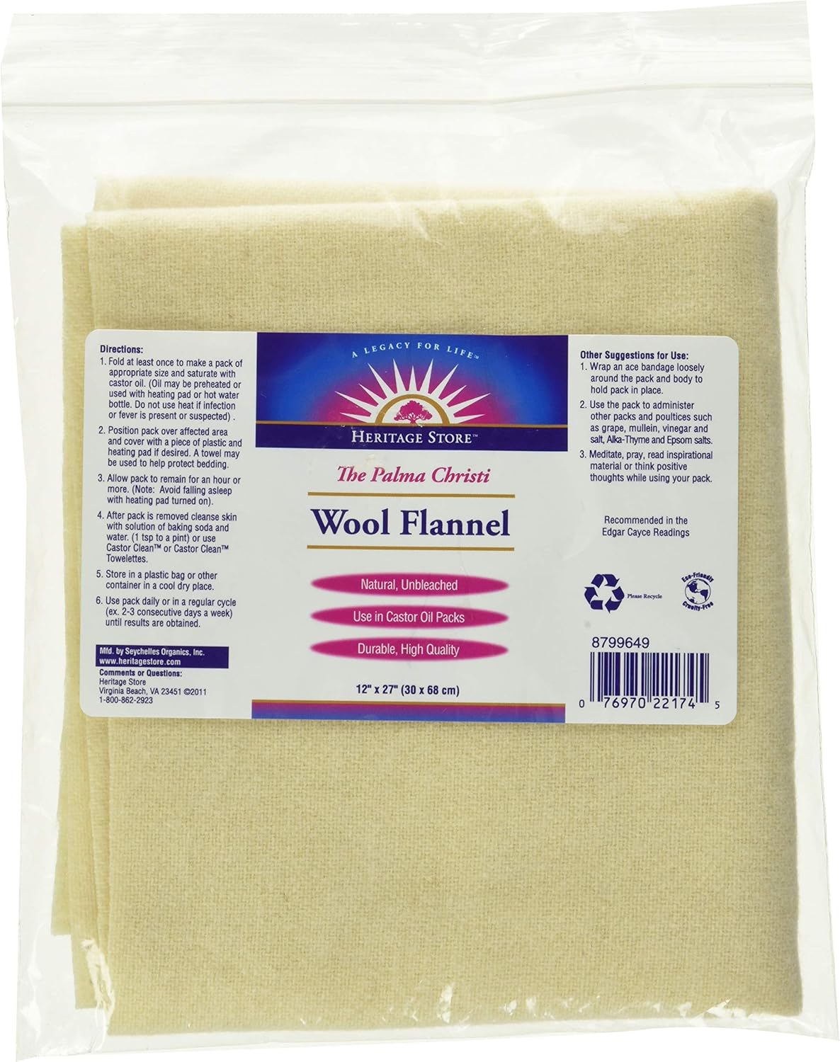 Amazon.com: Heritage Products Wool Flannel, Palma Christi, 1 flannel 12 ...