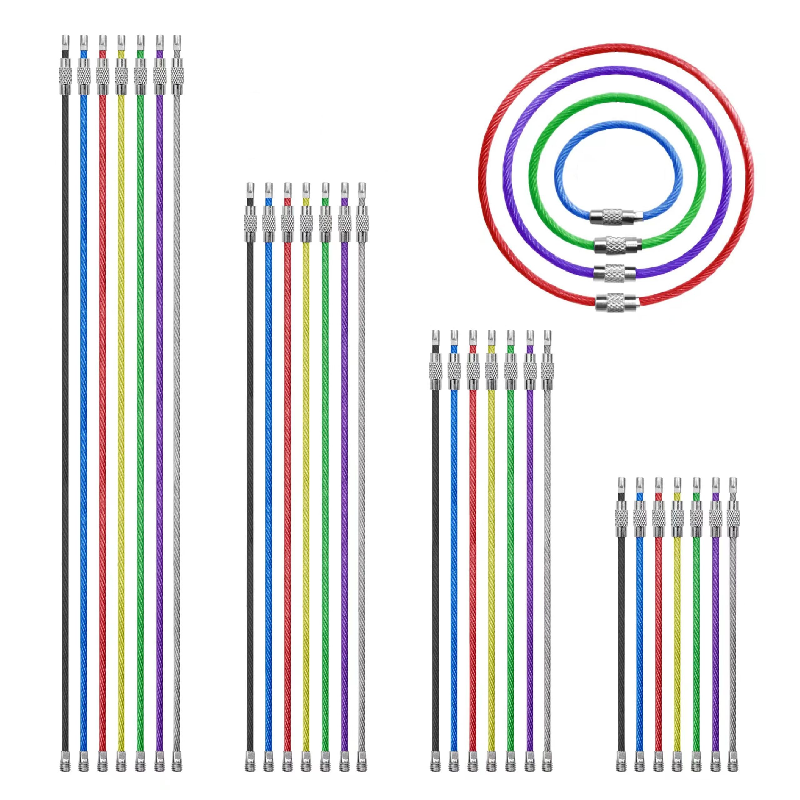 Amazon.com: 28 pcs Metal Wire Keychains, 2mm Stainless Steel Connecter ...