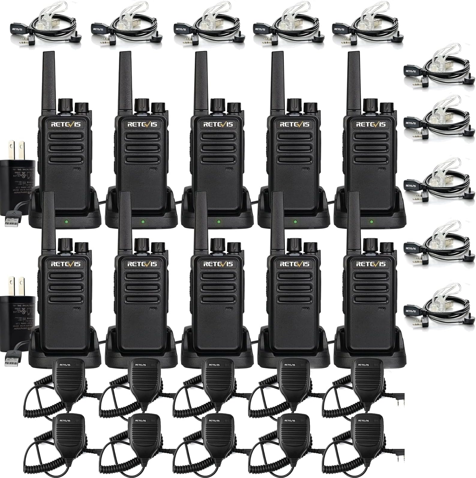 Amazon.com: Retevis RT68 Two-way Radios(10 Pack) Bundle with Shoulder ...