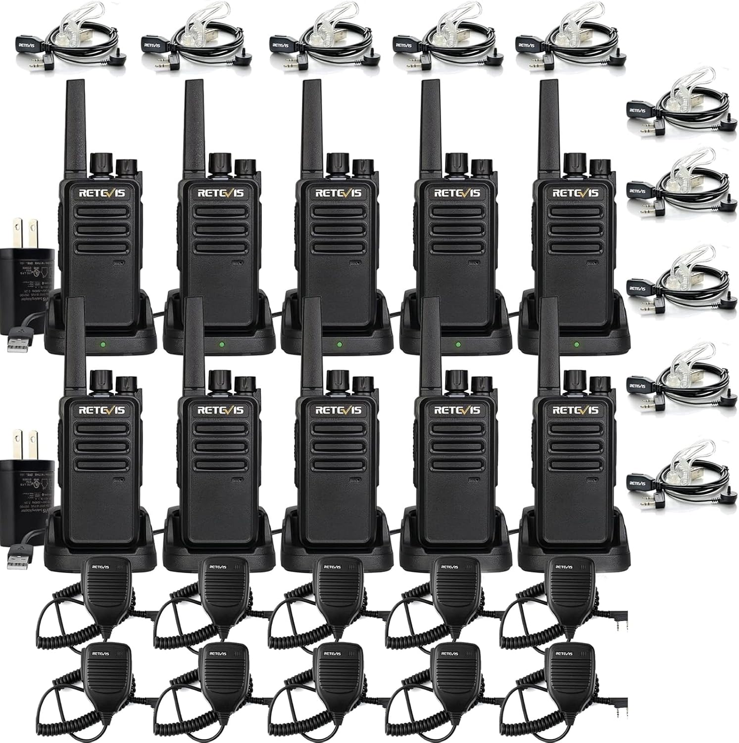 Amazon.com: Retevis RT68 Two-Way Radios(10 Pack) Bundle with Shoulder ...