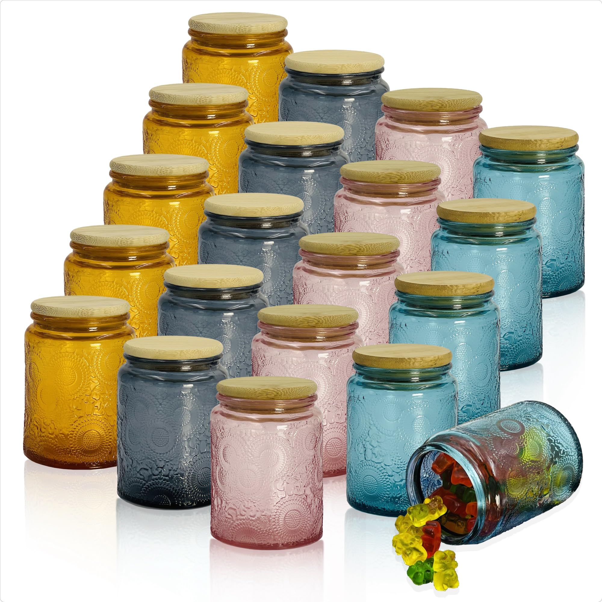 Amazon.com: LINGSHINE Mini Glass Jars with Reusable Bamboo Lids, 20 ...