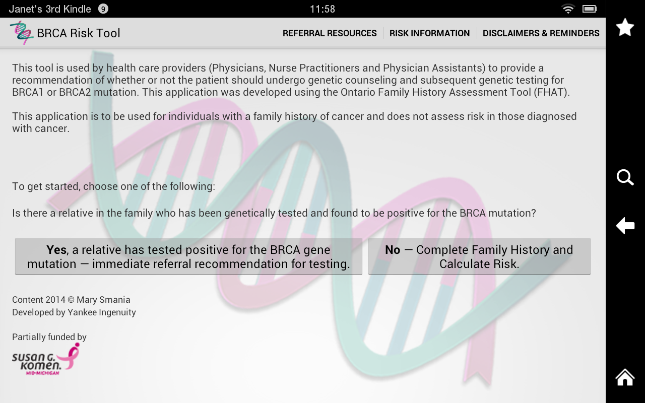 BRCA Risk Tool - App on the Amazon Appstore