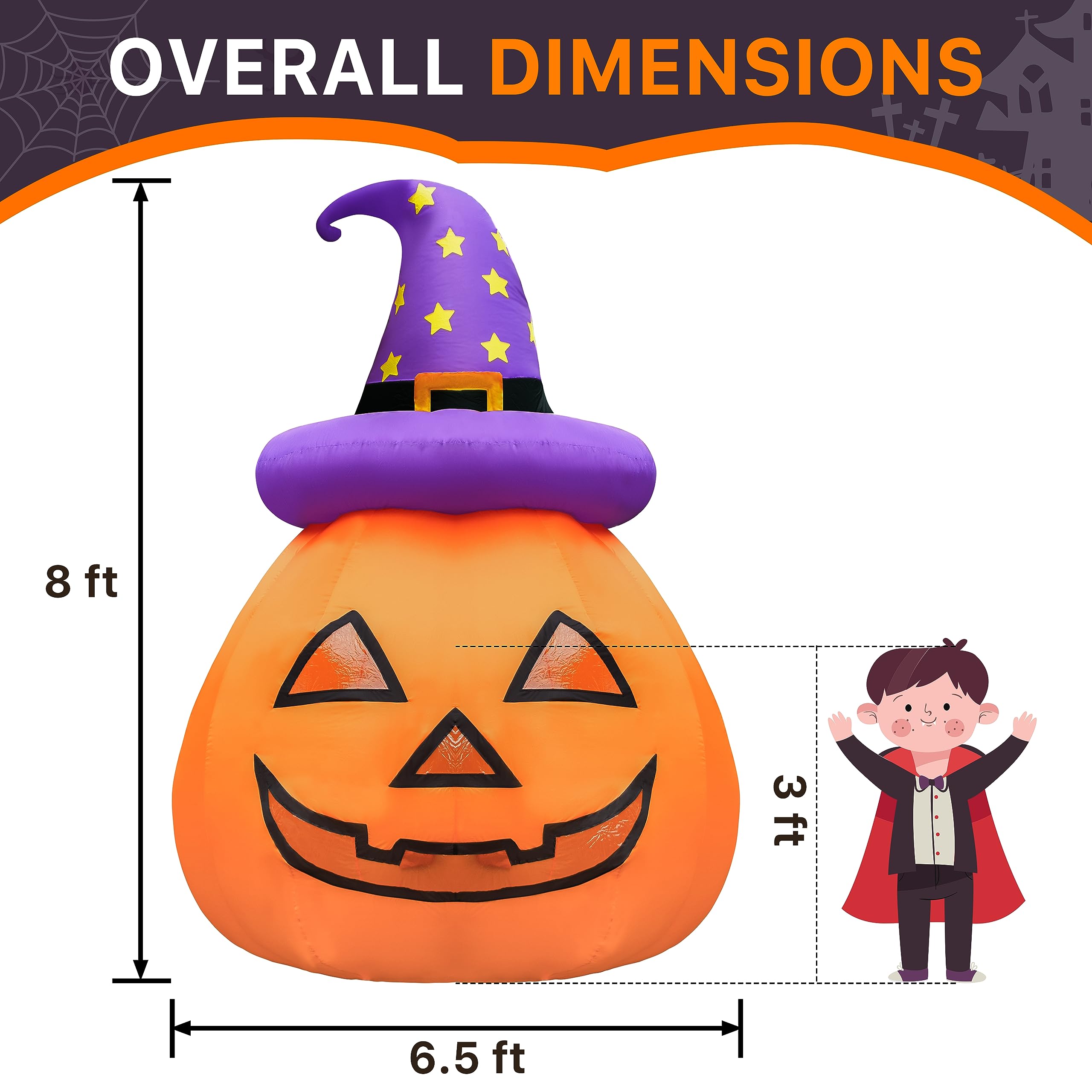 Snapklik.com : 8FT Giant Halloween Inflatables Large Pumpkin