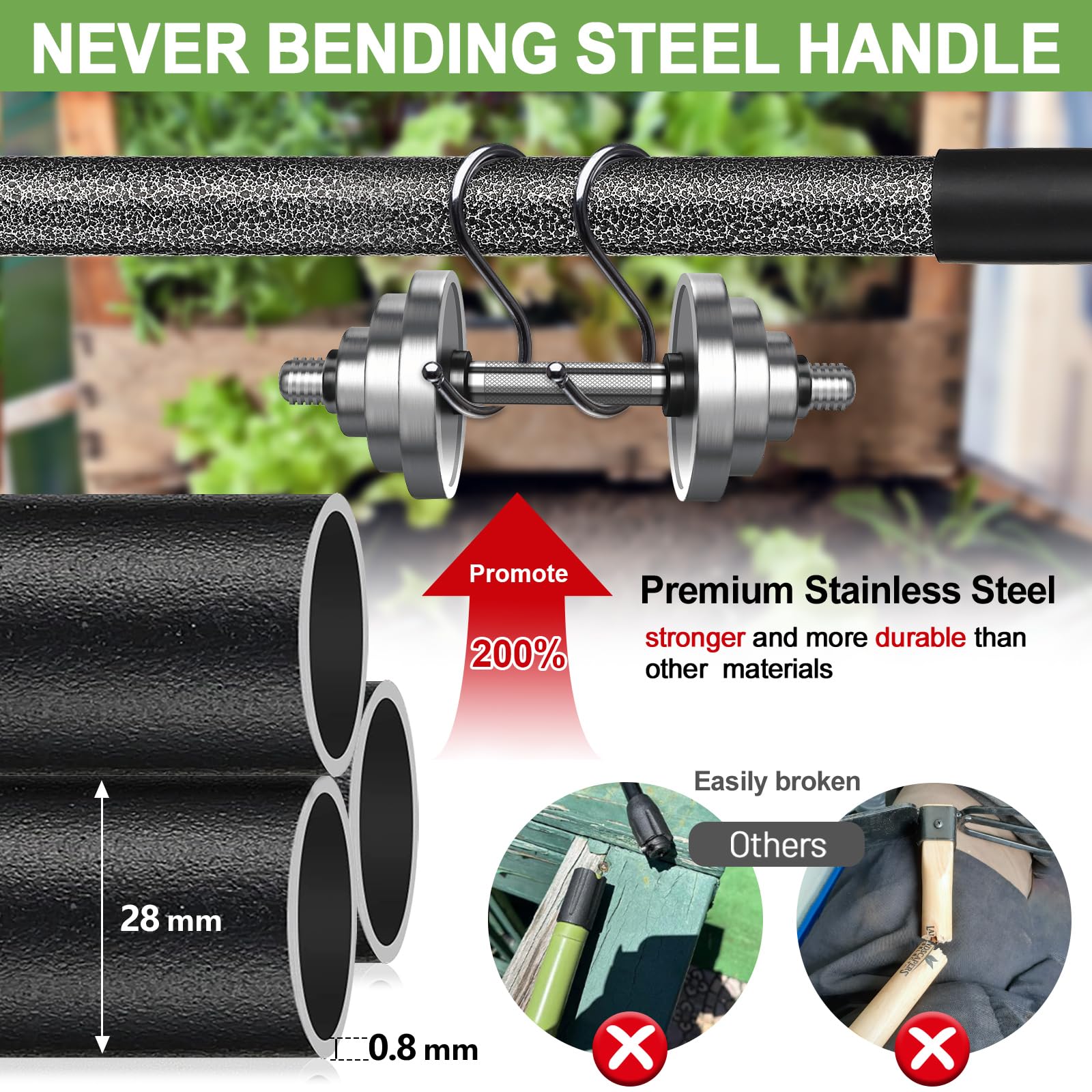 Snapklik.com : Garden Hoe Cultivator Combo Tool, 45" Long Handle ...