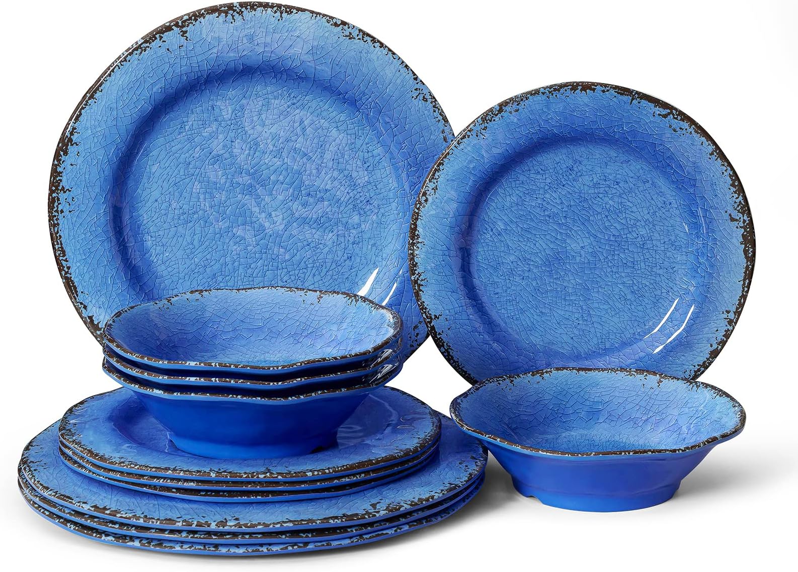 Amazon.com | ZAROCRUS Melamine Dinnerware Sets, 12 Pcs Unbreakable ...